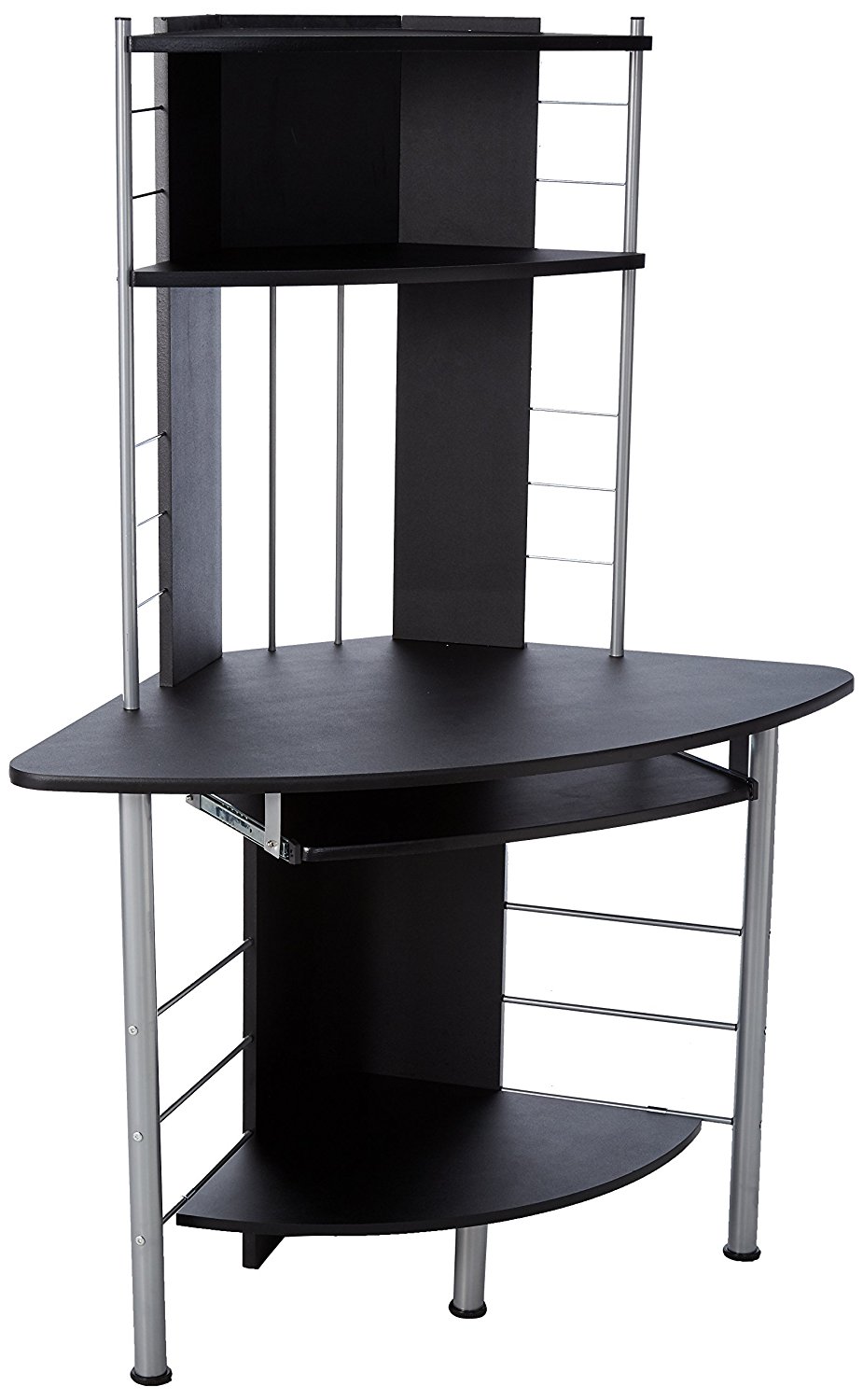 HomCom 45" Arch Tower Modern Corner Computer Workstation Desk ﾨC Black ...