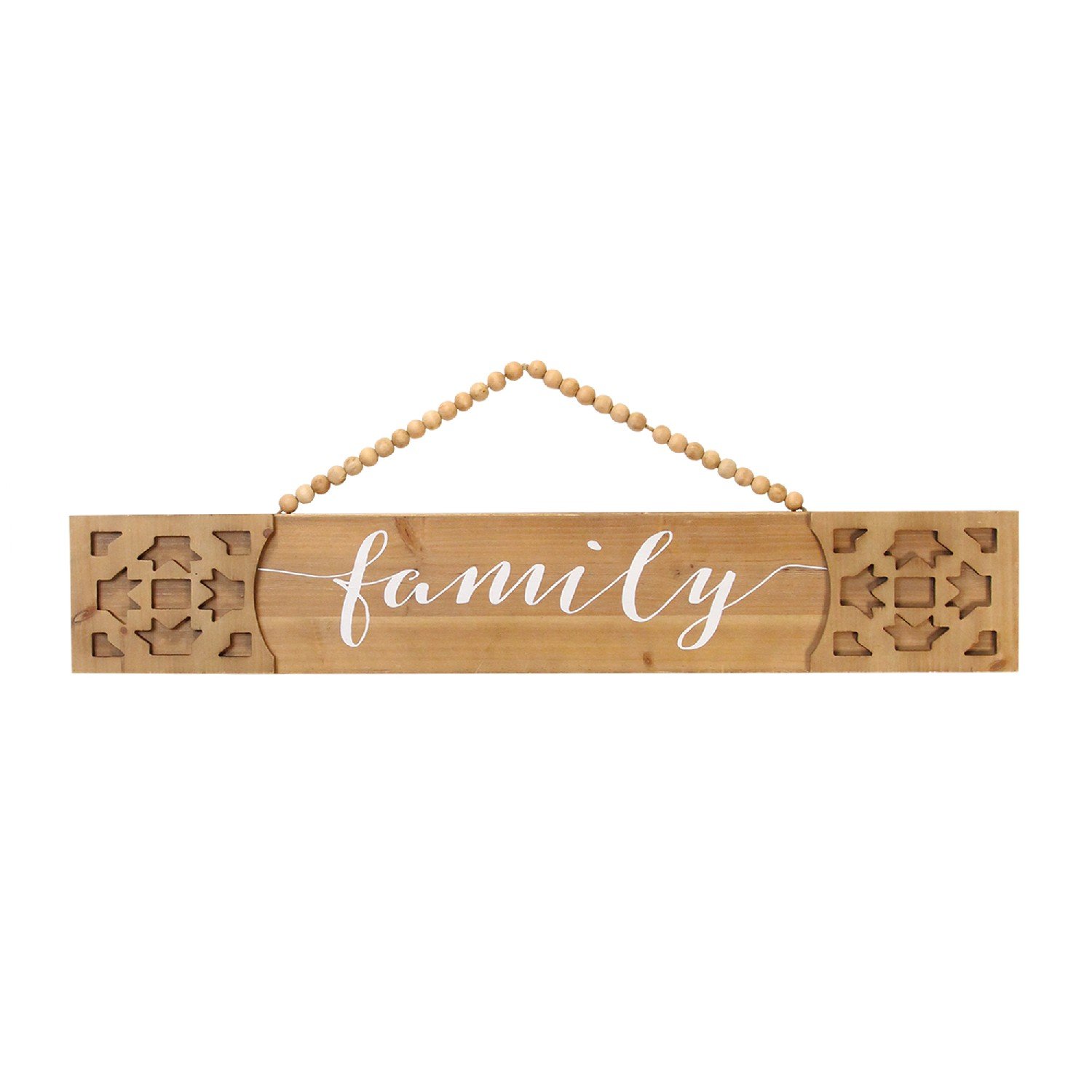 Stratton Nordic Laser Cut Family Wood Sign with Hanging Beads | Aosom