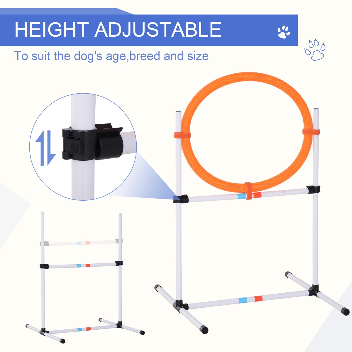 PawHut Portable Pet Agility Pet Training Set Dog Obstacle Exercise ...