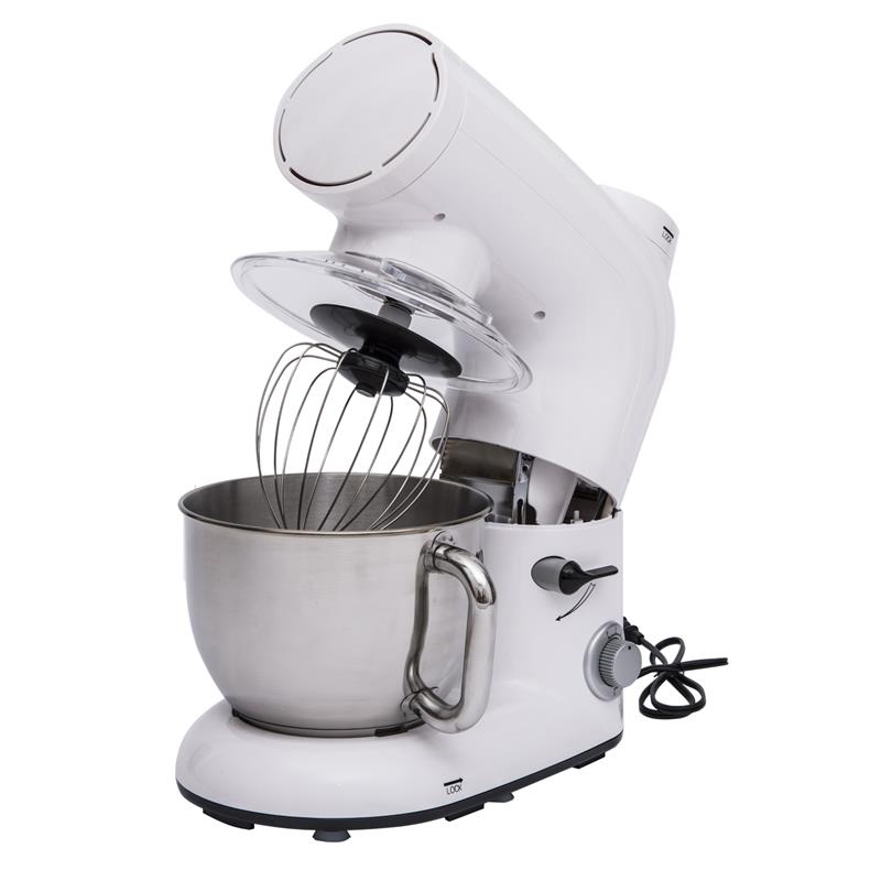 HomCom 5QT Tilt Head 6 Speed Stand Mixer w/ Dough Hook and Beater - White