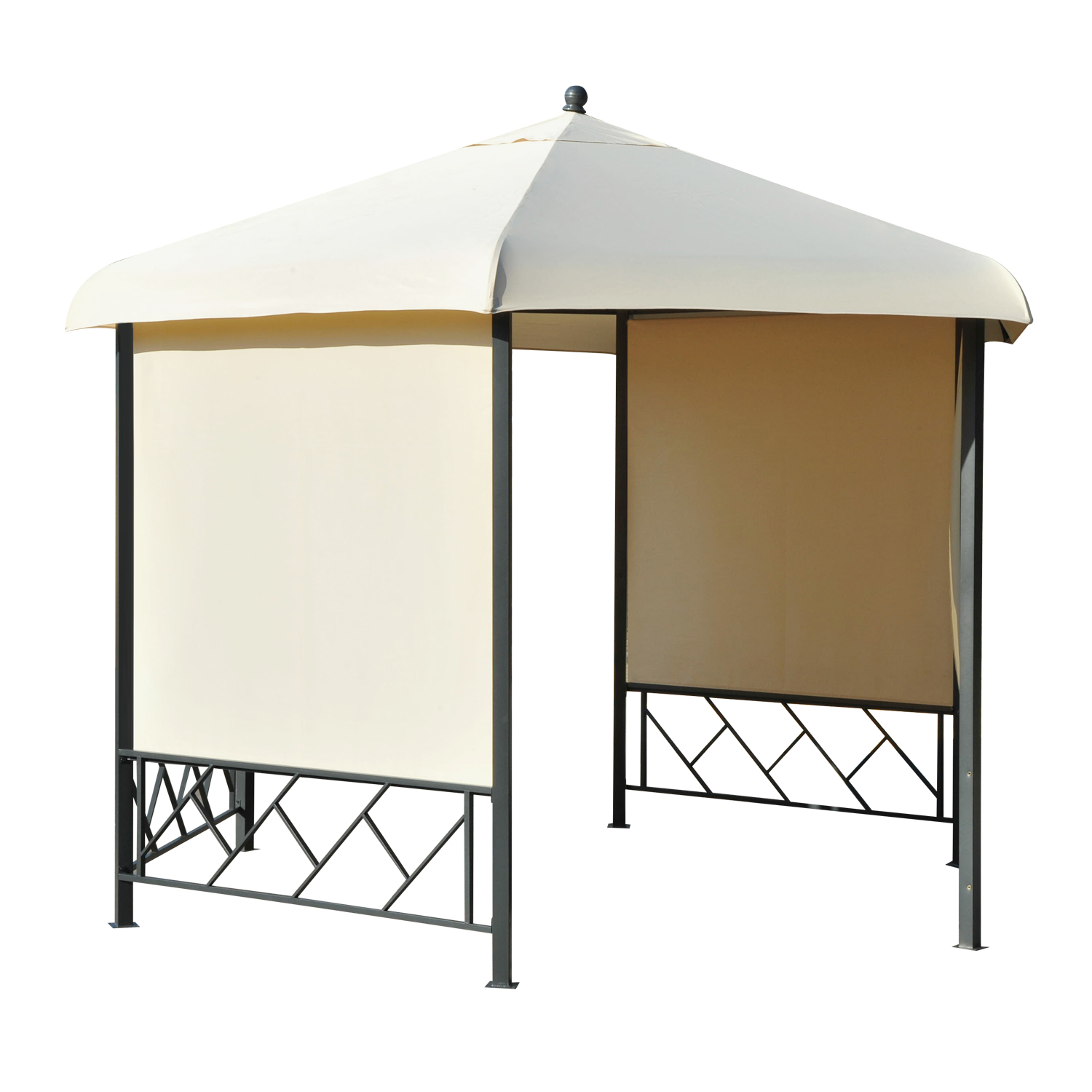 Outsunny 12’ x Steel Hexagonal Gazebo Canopy with Removable Side Panels ...