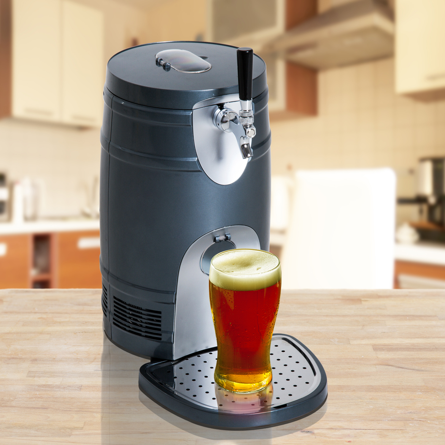 HOMCOM 5 Liter Mini Kegerator Beer Cooler Dispenser / Portable mini ...