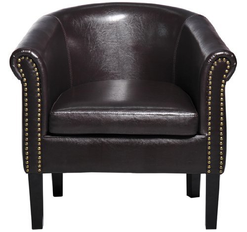 HomCom Traditional Library Study Office Den Smoking Chair Aged Leather ...