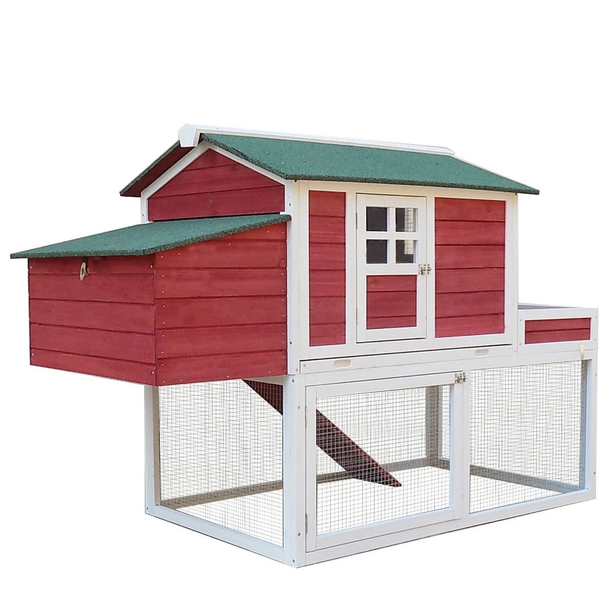 PawHut 63" Chicken Coop Wooden Poultry Hen Hutch House Nesting Cage Box ...