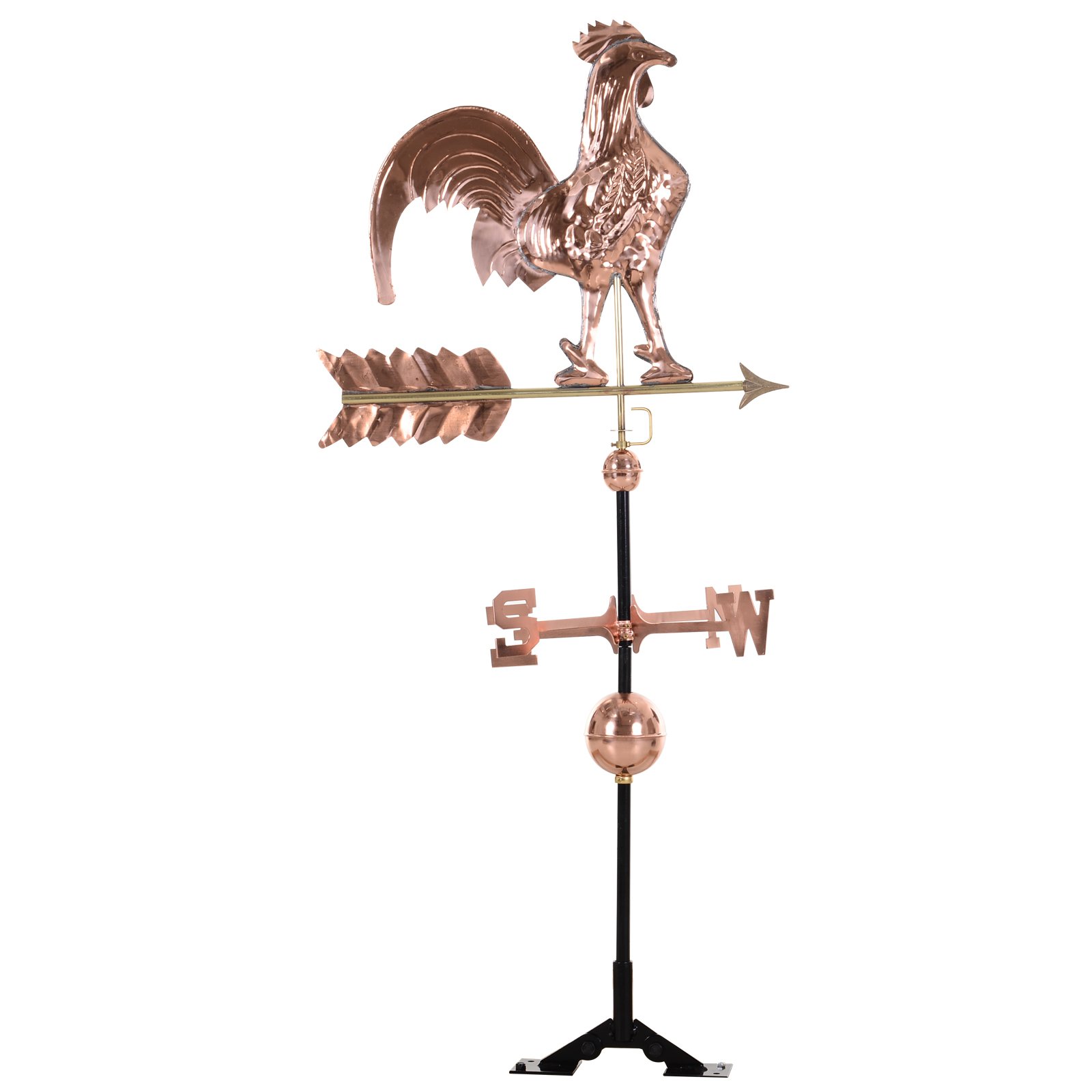 Outsunny Rooster Weather Vane Pure Polished Copper w/ Roof Mount Décor ...