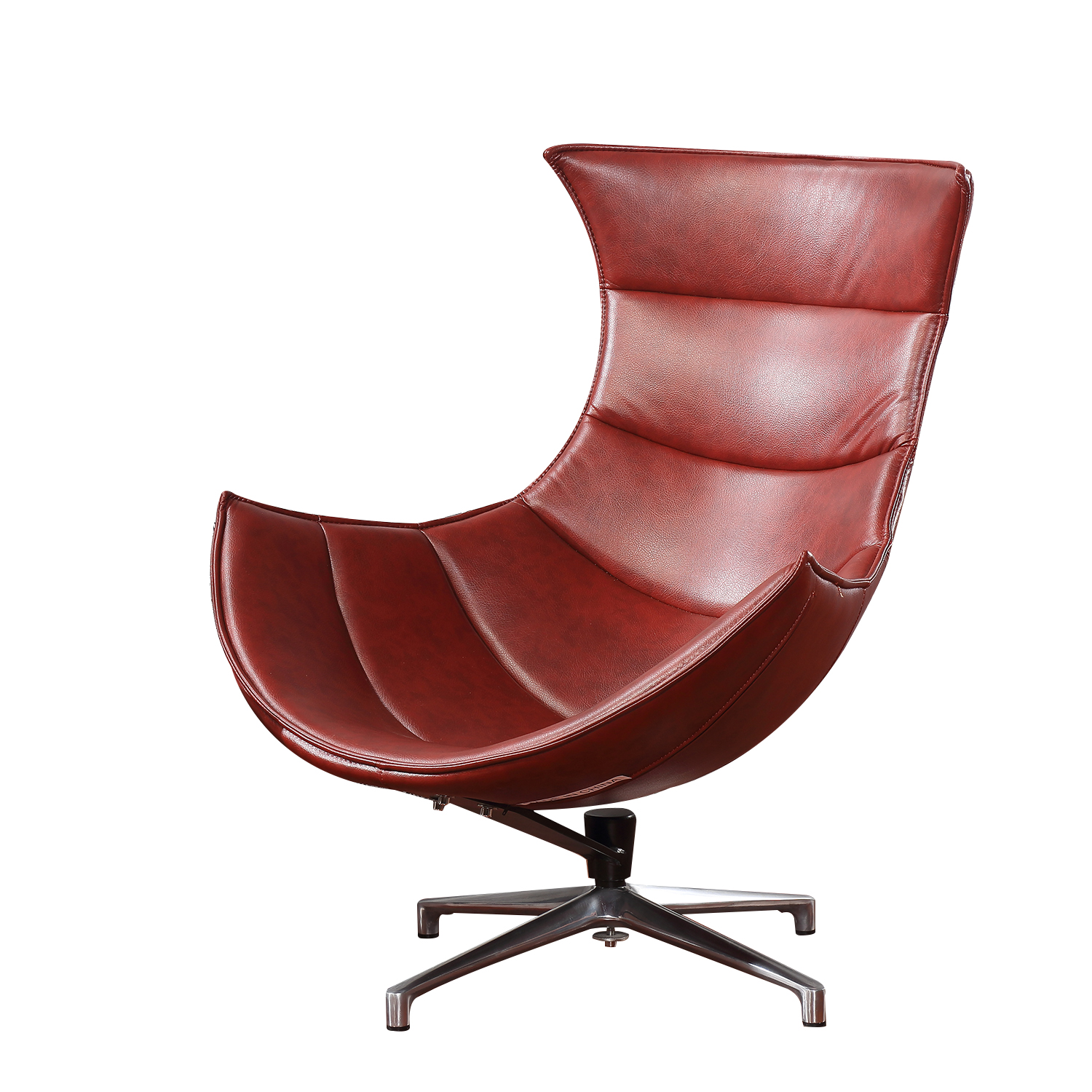 HomCom 39” PU Leather Swivel Cocoon Chair - Brown|AOSOM.COM
