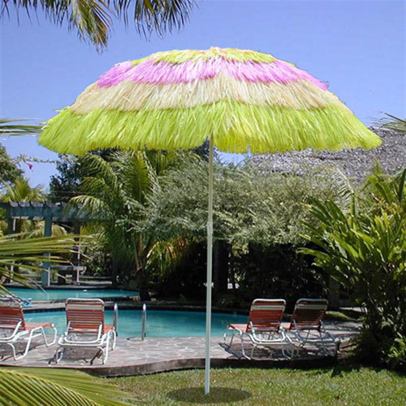 Outsunny 6' Multi Color Outdoor Tiki Thatch Patio Umbrella w/ Tilt