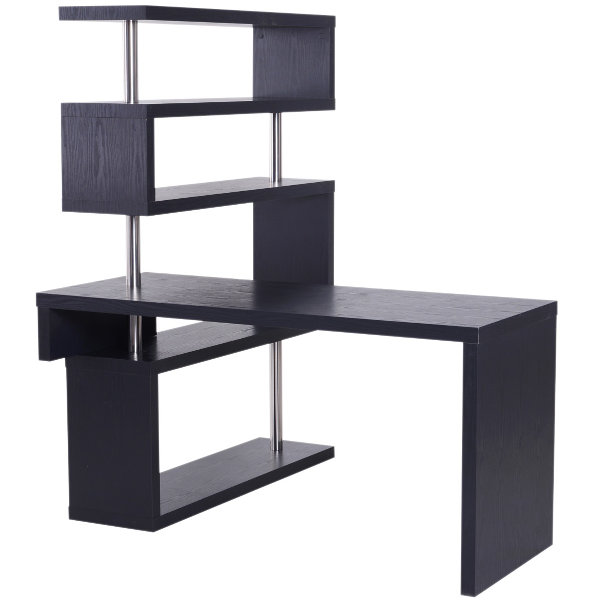 Homcom Rotating Desk Home Office Corner Desk And Shelf Combo Storage L ...