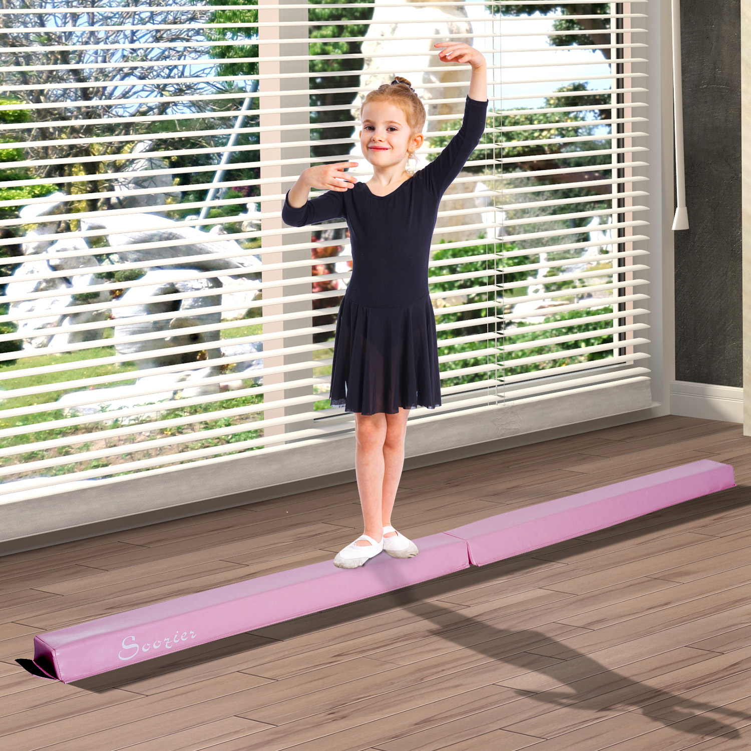 Soozier 8ft Balance Beam Training Athletics Anti-slip - Pink|AOSOM.COM