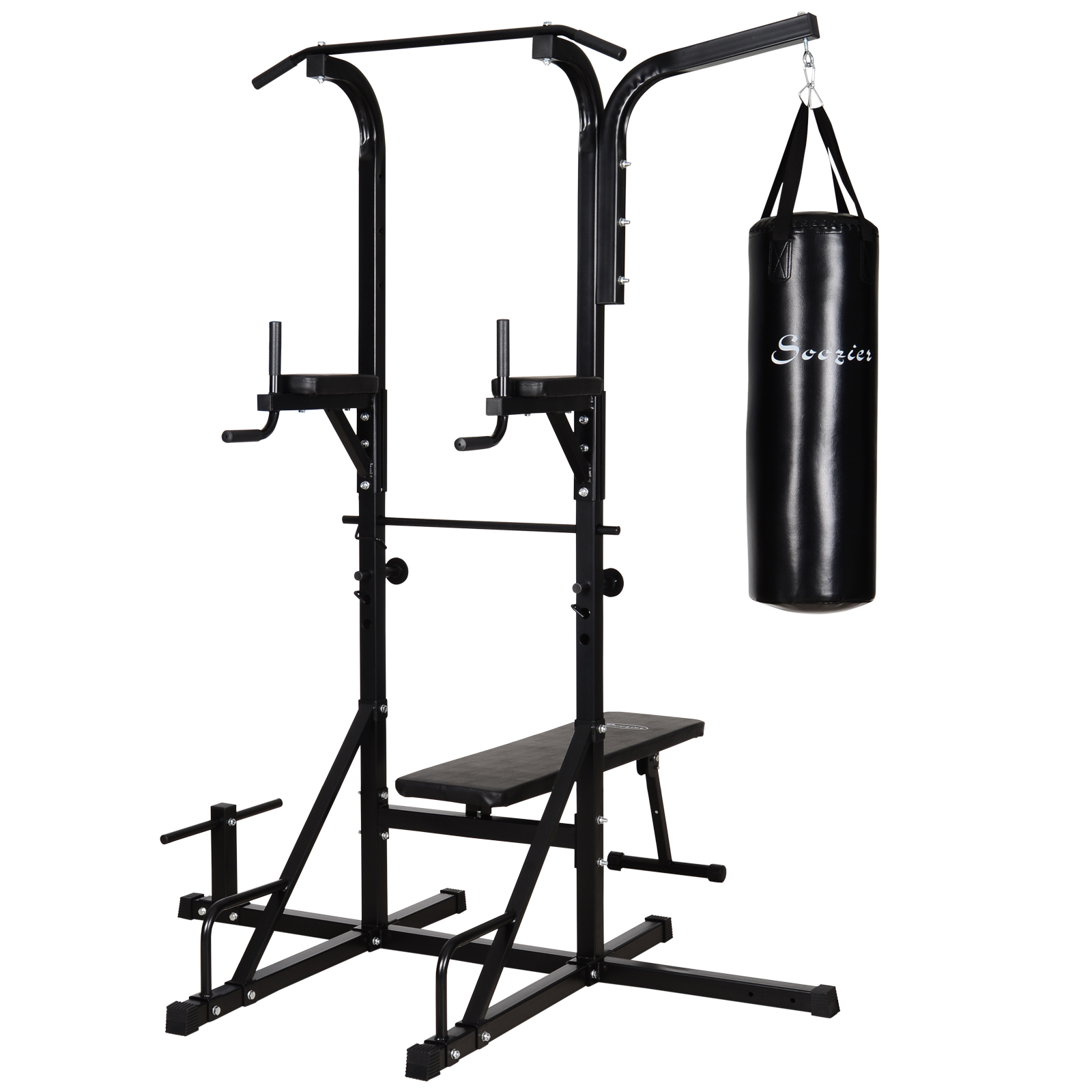 Soozier 86" Full Body Power Tower Home Gym Fitness Station with ...