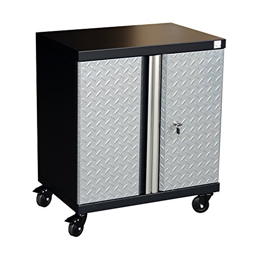 HomCom Metal Rolling Tool Storage Cabinet - Silver/Black|AOSOM.COM