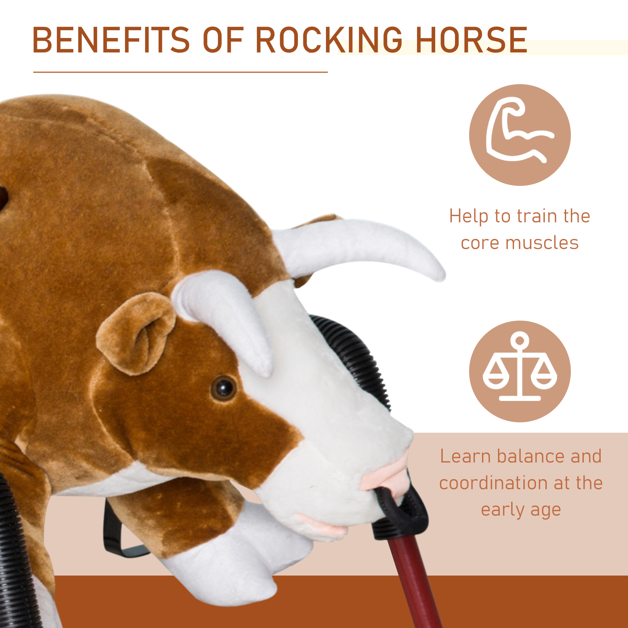 Qaba Spring Rocking Horse Plush Spring Rocking Horse-Style Rodeo Bull ...