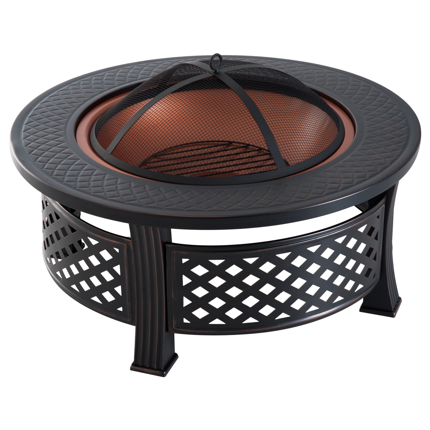 Outsunny 32" Metal Outdoor Backyard Round Firepit Wood Burning Stove ...