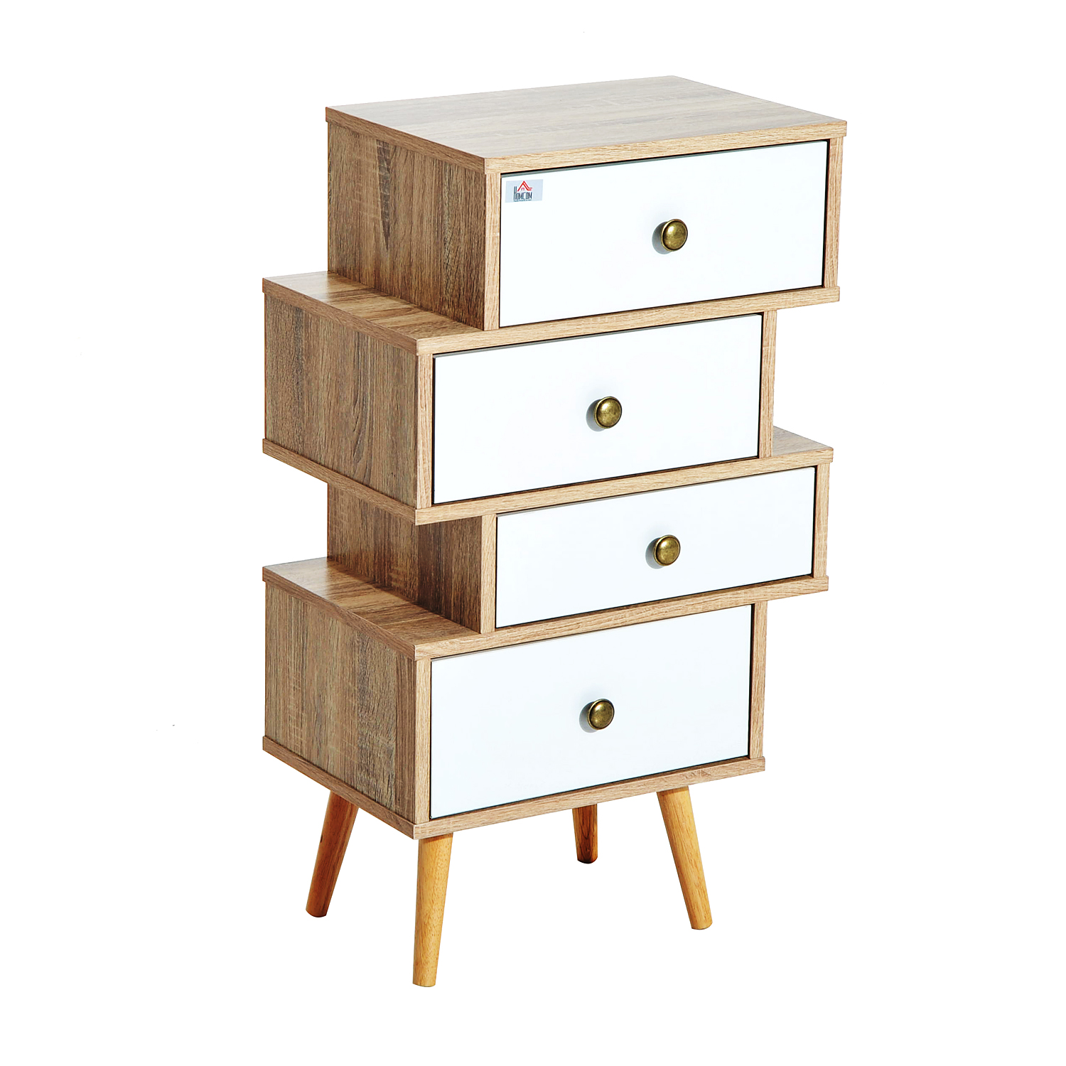 HomCom Trendy Accent Chest With 4 Offset Storage Drawers|AOSOM.COM