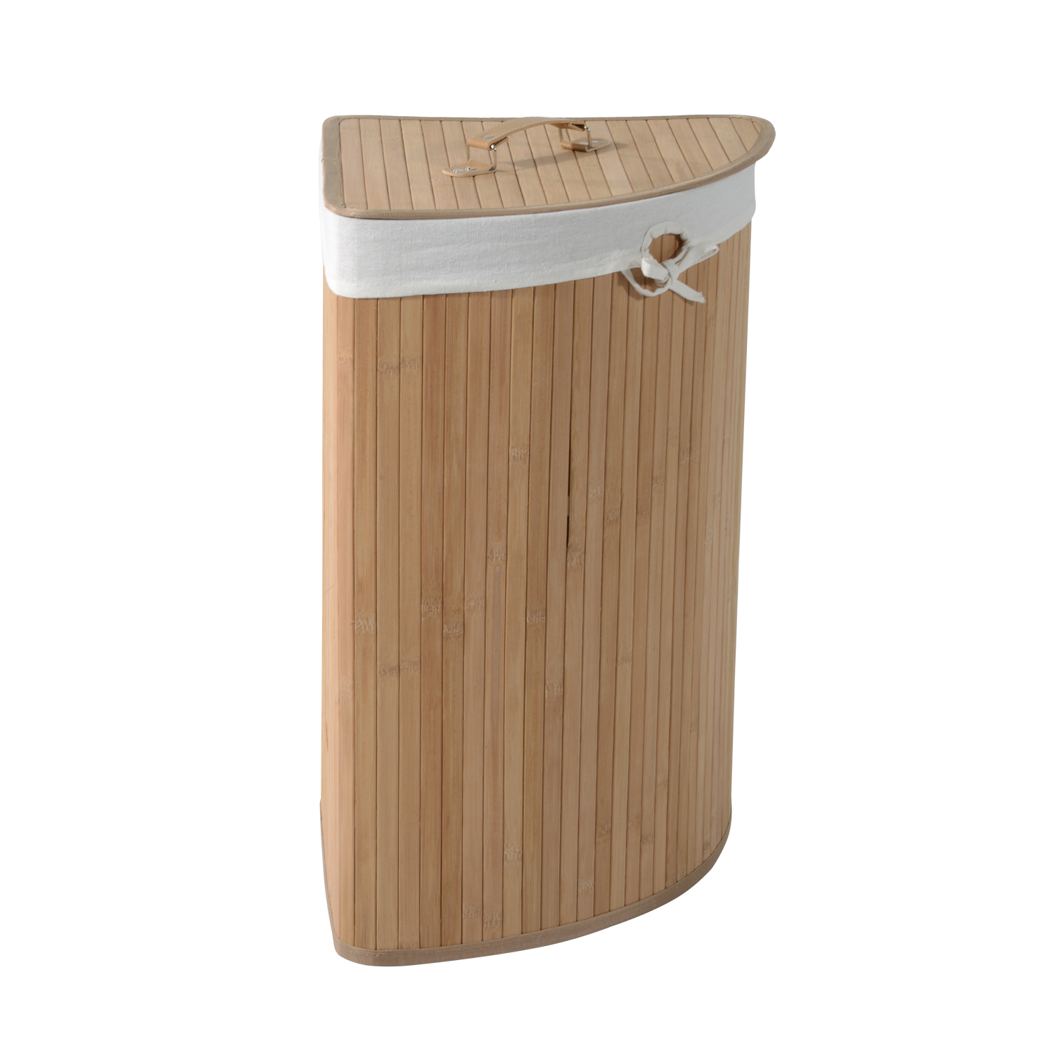 HomCom Triangular Spa-Style Bamboo and Canvas Laundry Hamper|AOSOM.COM