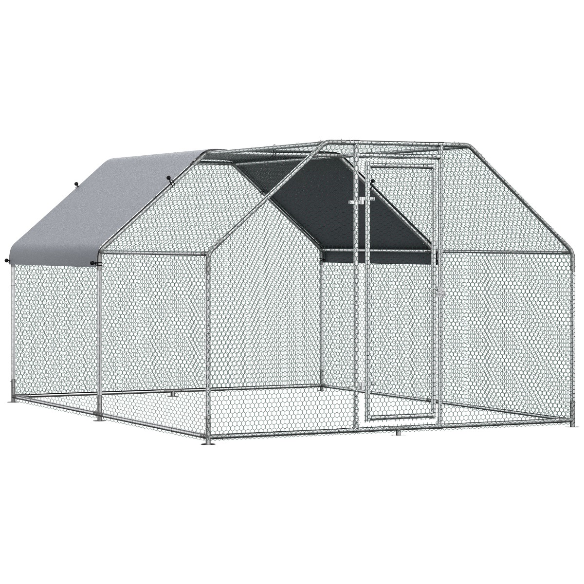 PawHut Galvanized Metal Chicken Run Cage Coop with Walk-In Pen 9' W x ...