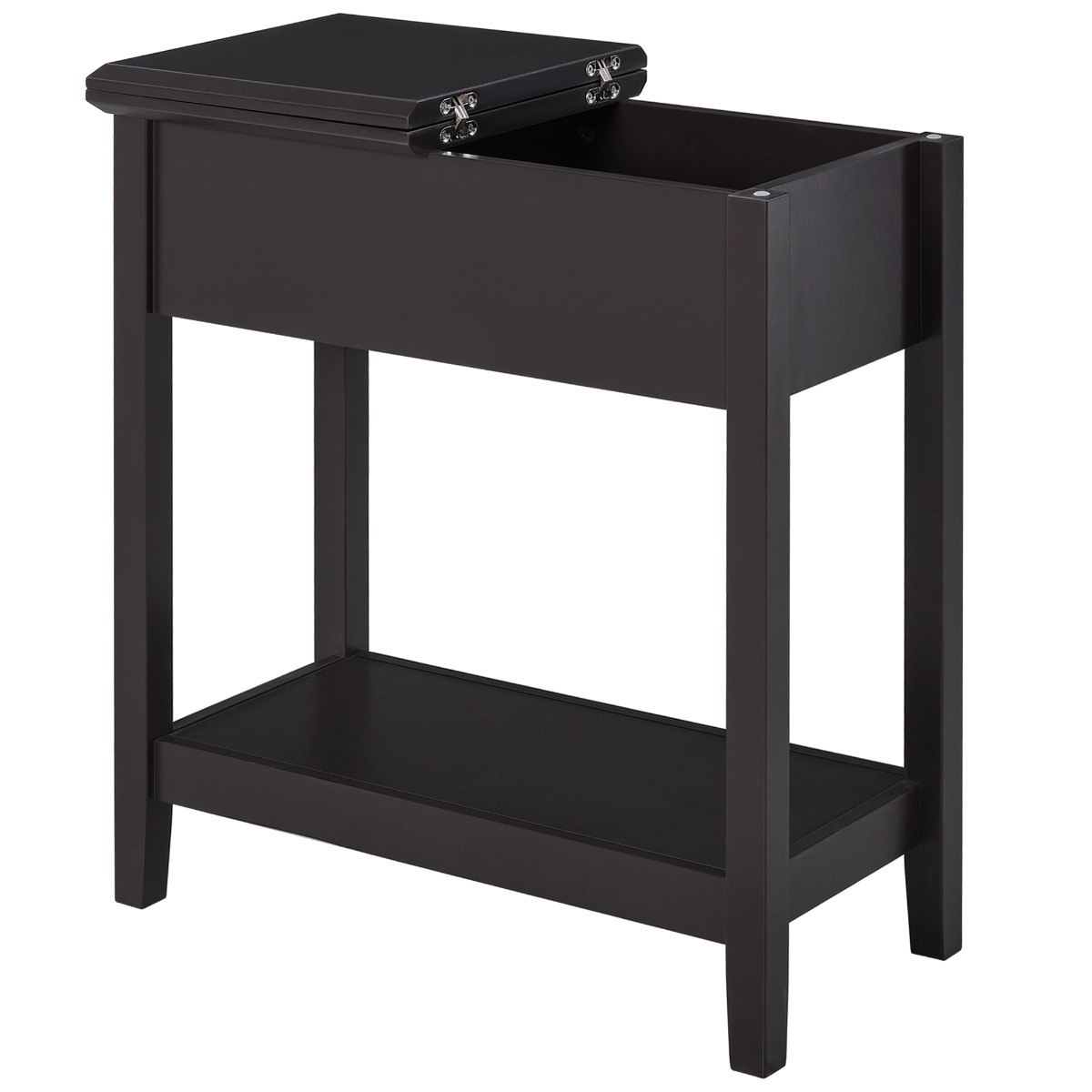 HOMCOM End Side Table, Flip Top Design with Storage Hinge Cabinet ...