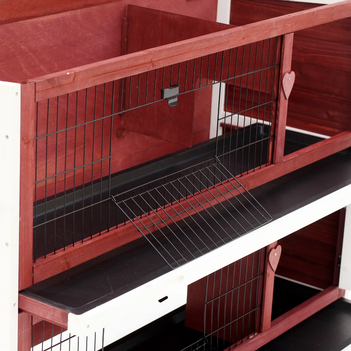 Pawhut Outdoor Rabbit Hutch 54" Dual Wooden Rabbit Playpen Enclosed Run ...