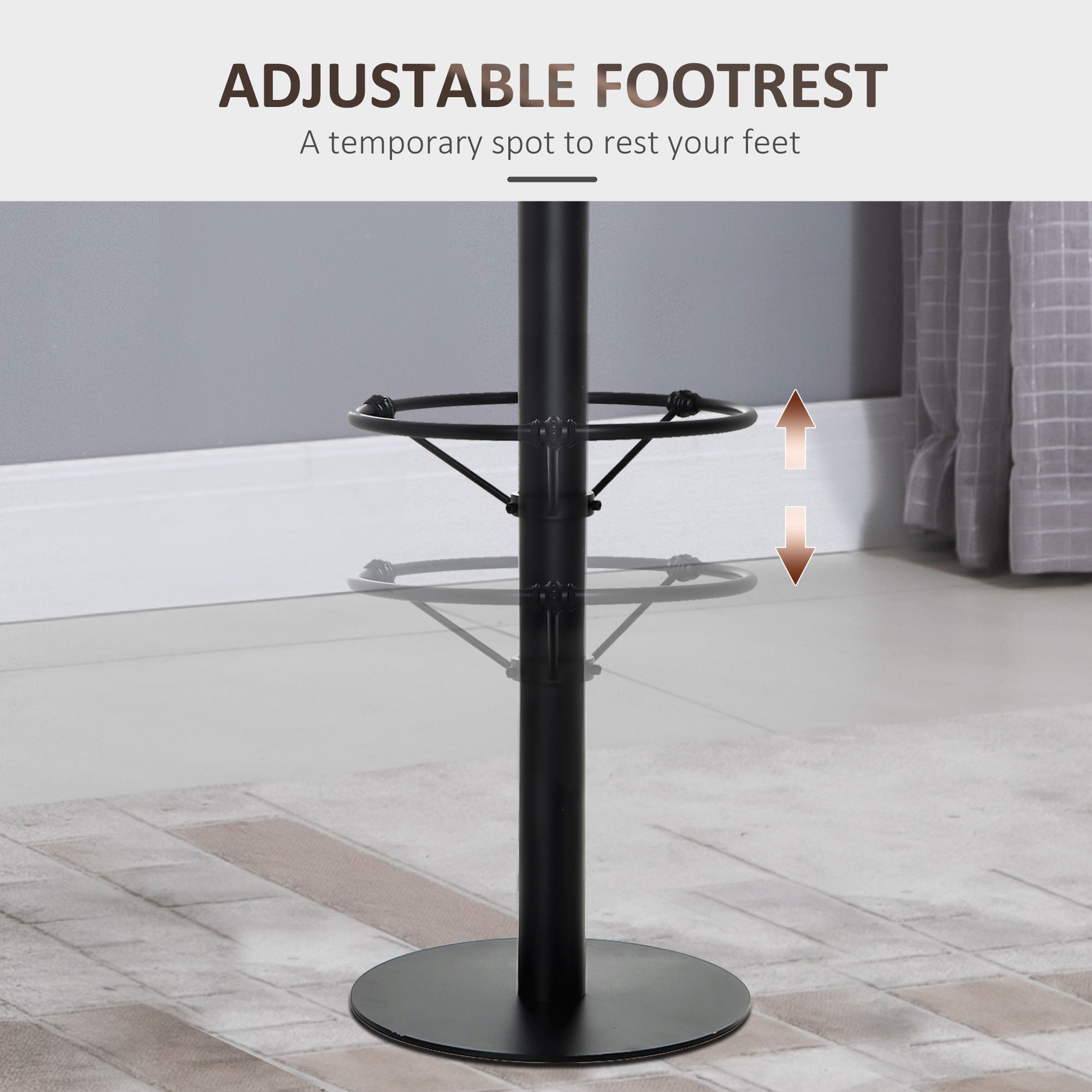 HOMCOM 41.5" Rustic Bar table Industrial Metal Pine Wood Top Adjustable ...