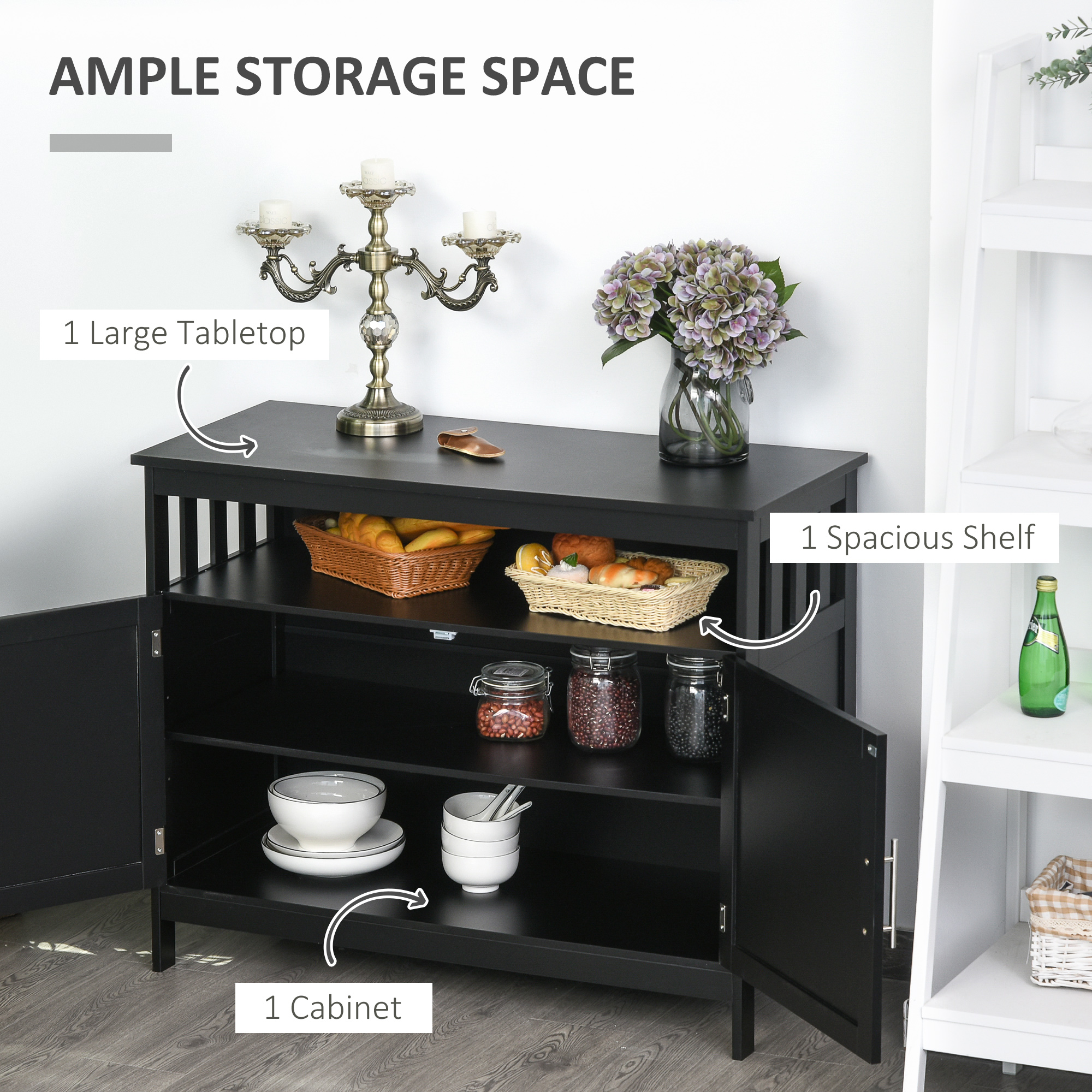 HOMCOM Kitchen Sideboard, Buffet Cabinet, Wooden Storage Console Table ...