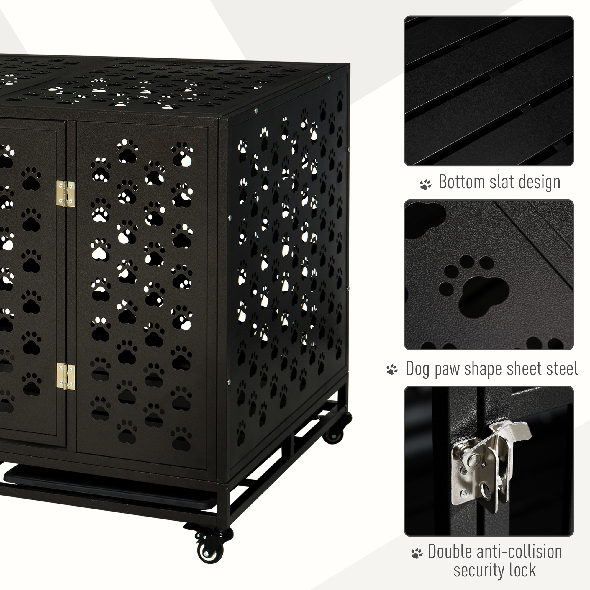 PawHut 45" Heavy Duty Steel Dog Crate Kennel Pet Cage, Black | Aosom Canada