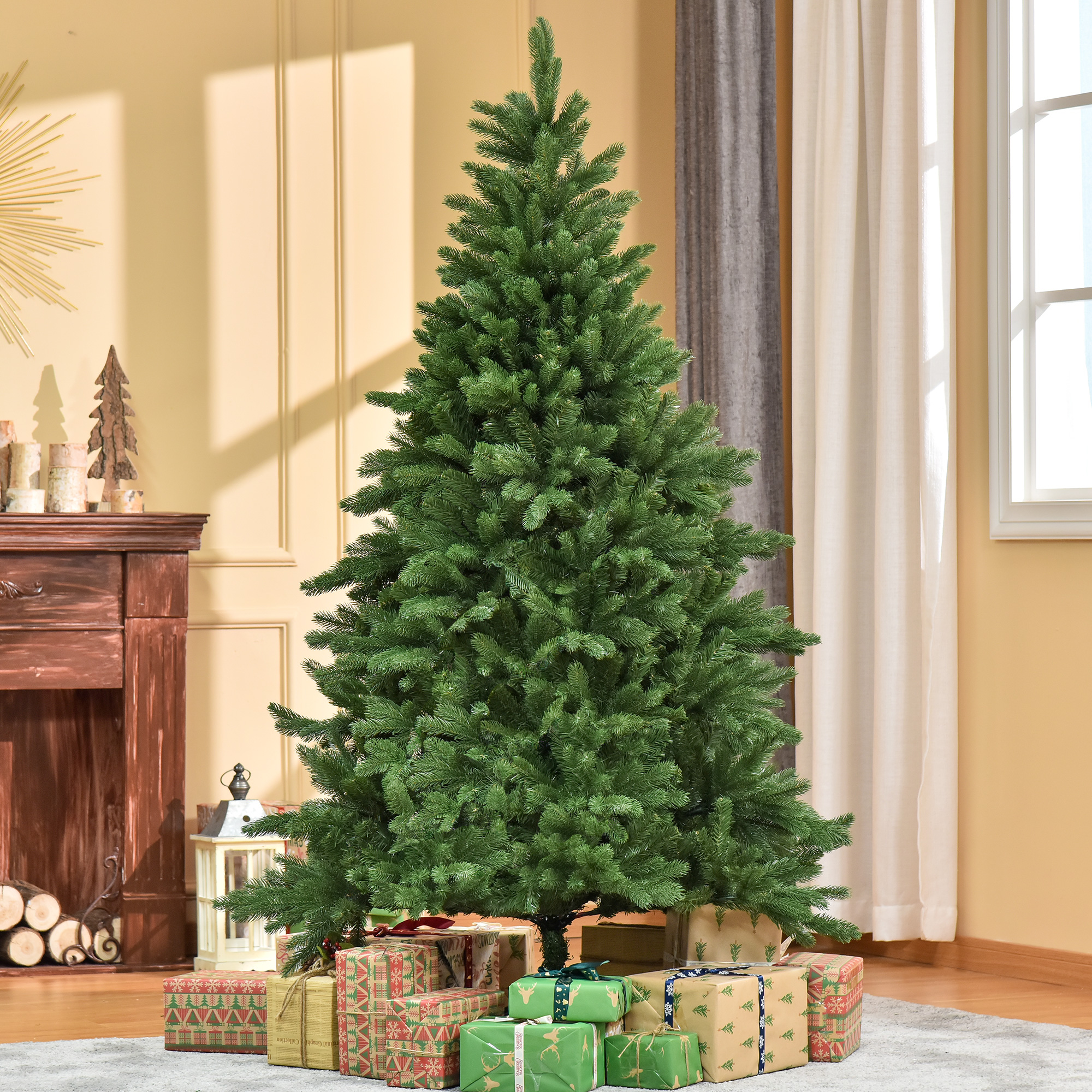 HOMCOM 6FT Artificial Christmas Tree Holiday Home Xmas Decoration ...