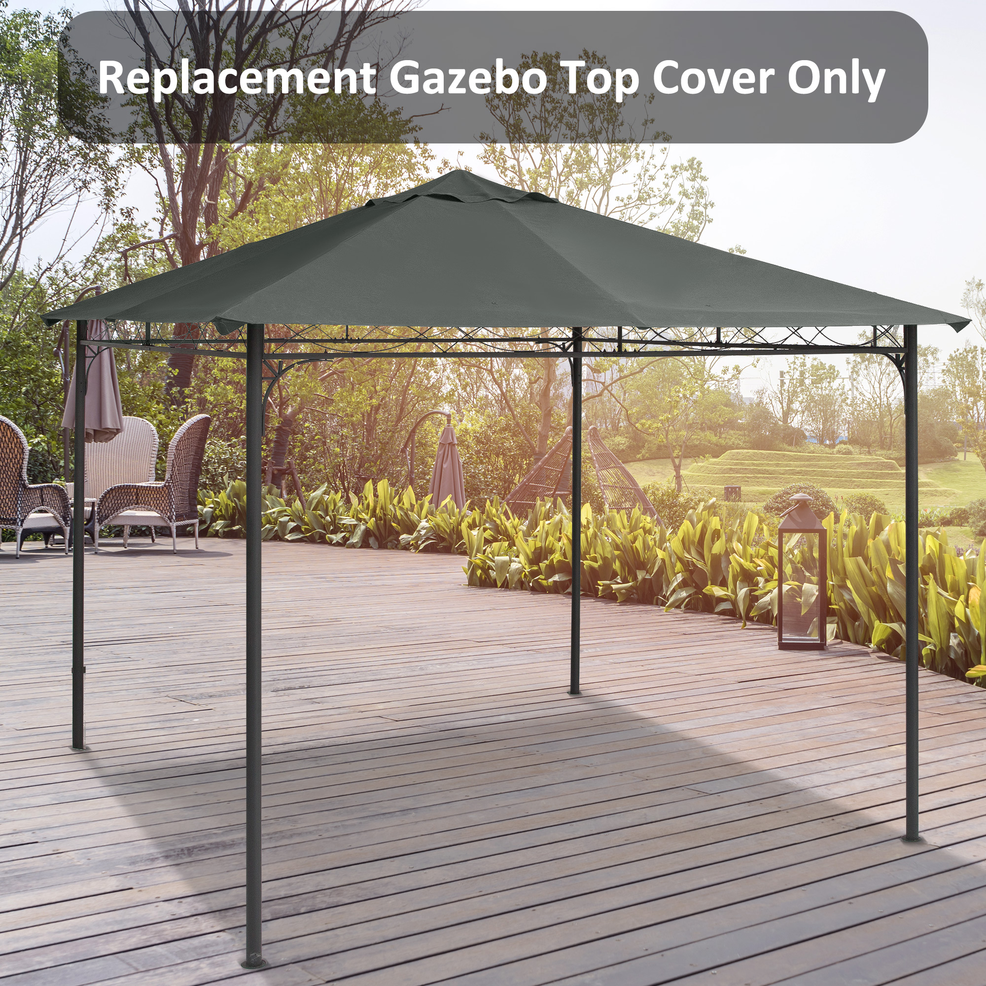 Outsunny 10' x 10' Square Gazebo Canopy Replacement UV Protected Top ...