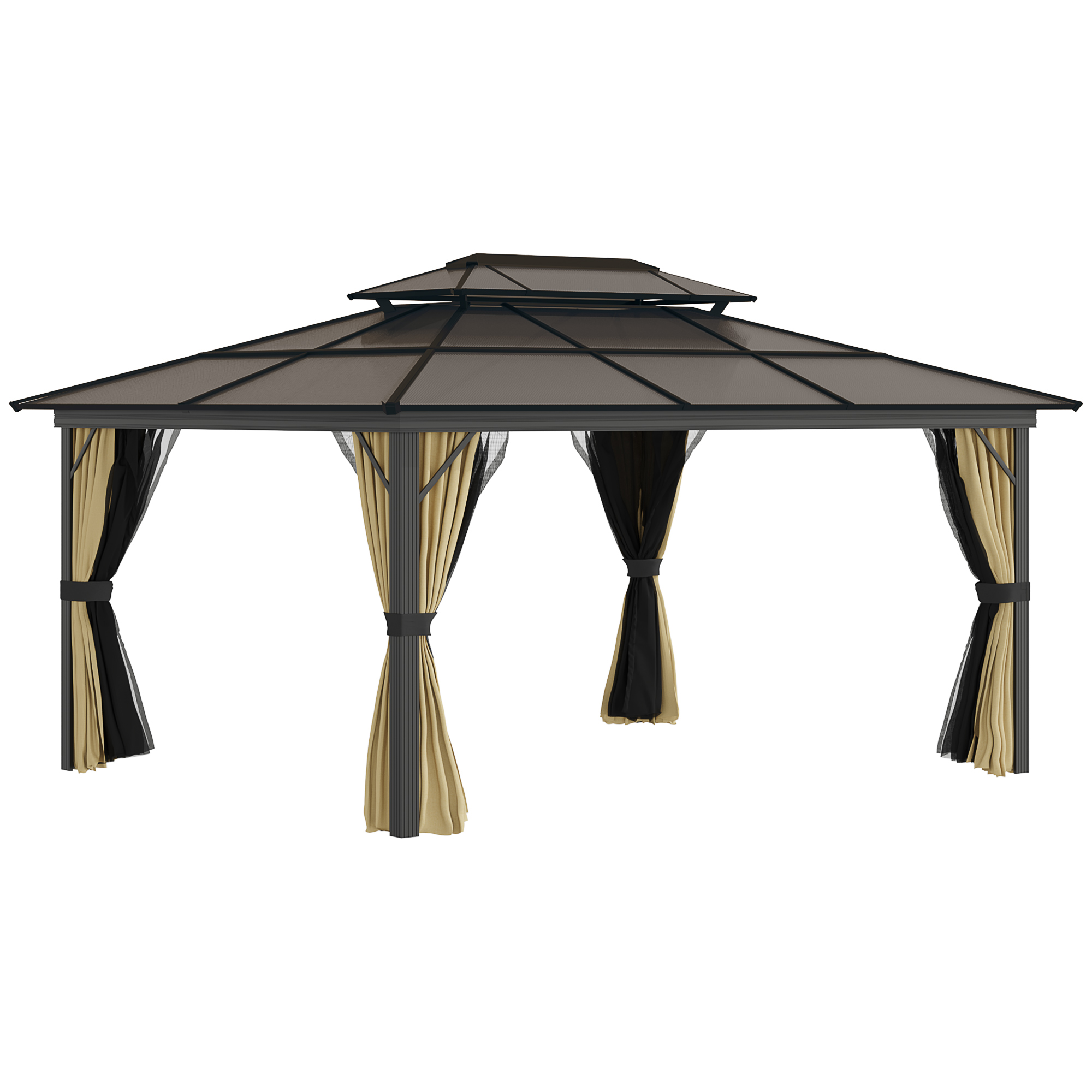 Outsunny 11x15 Hardtop Gazebo with Aluminum Frame, Polycarbonate Gazebo ...