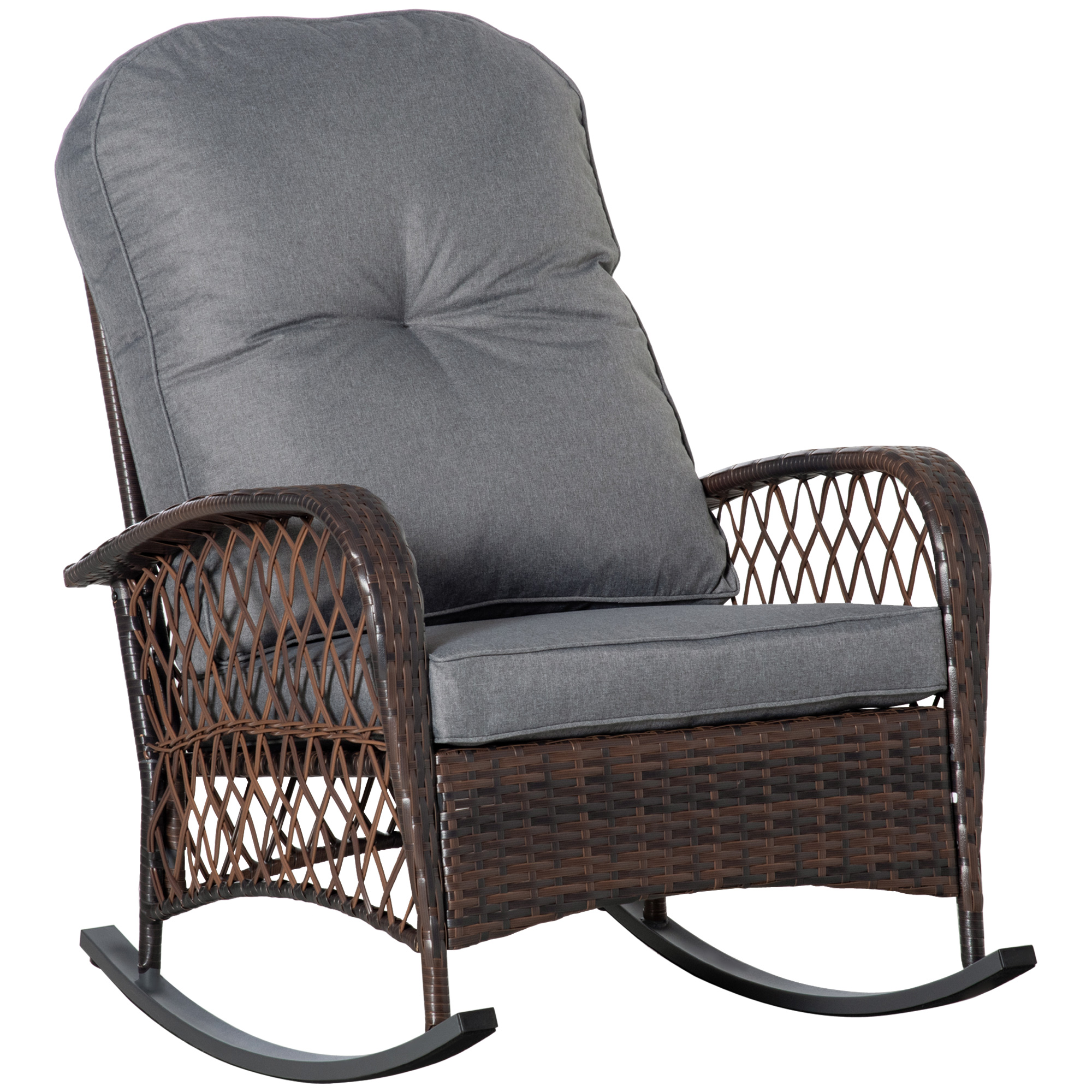 Outsunny Outdoor PE Rattan Rocking Chair, Patio Wicker Recliner Rocker ...