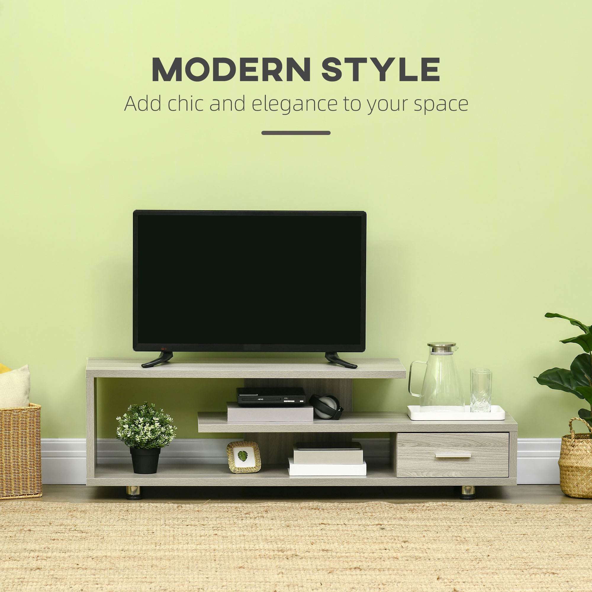 HOMCOM Modern TV Stand for TVs up to 45", TV Cabinet with Storage ...