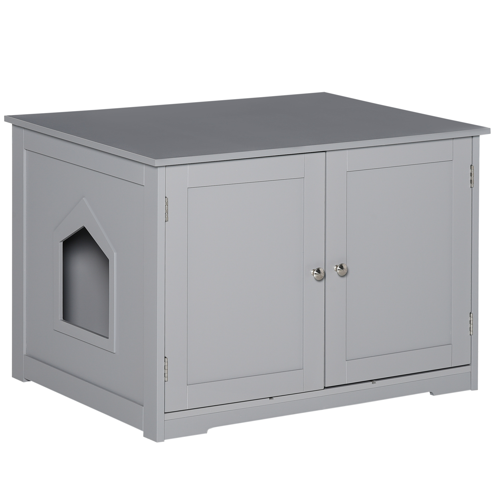 PawHut Cat Litter Box Enclosure with Adjustable Partition, Cat Washroom ...