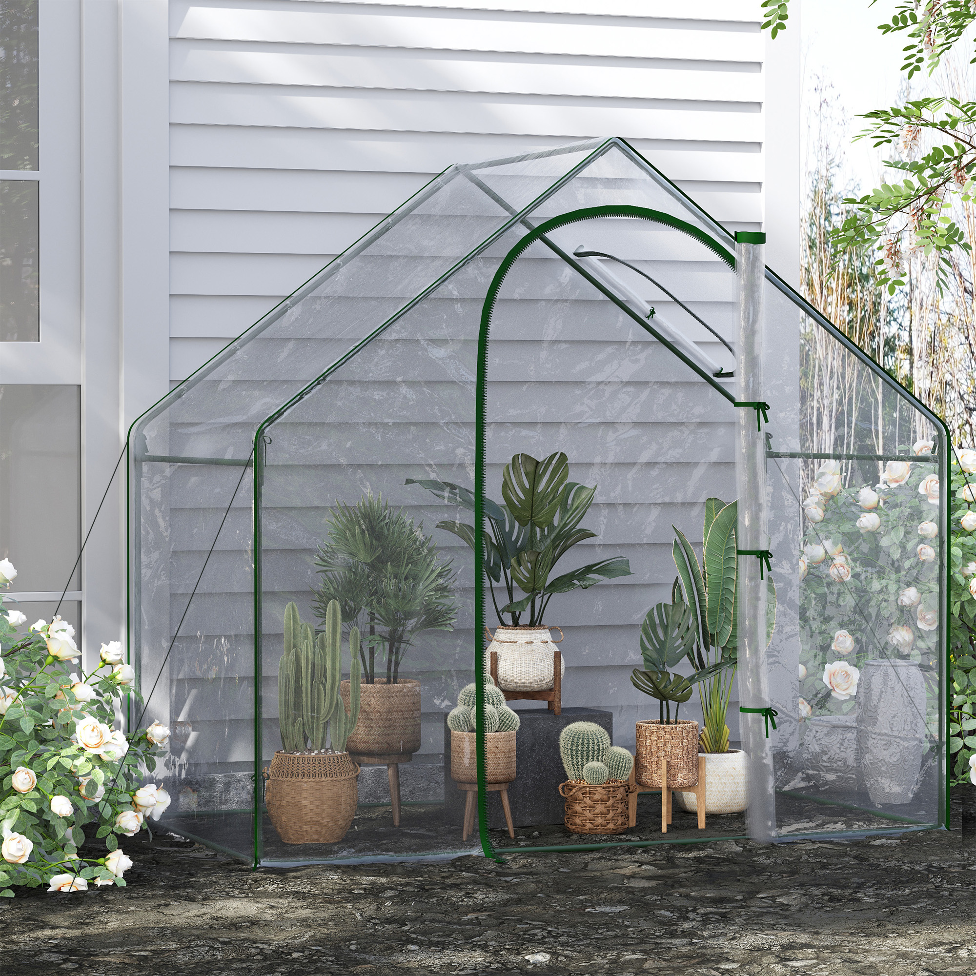 Outsunny 6 x 3.3 x 5.5ft Portable Garden Greenhouse Mini Flower Plant ...
