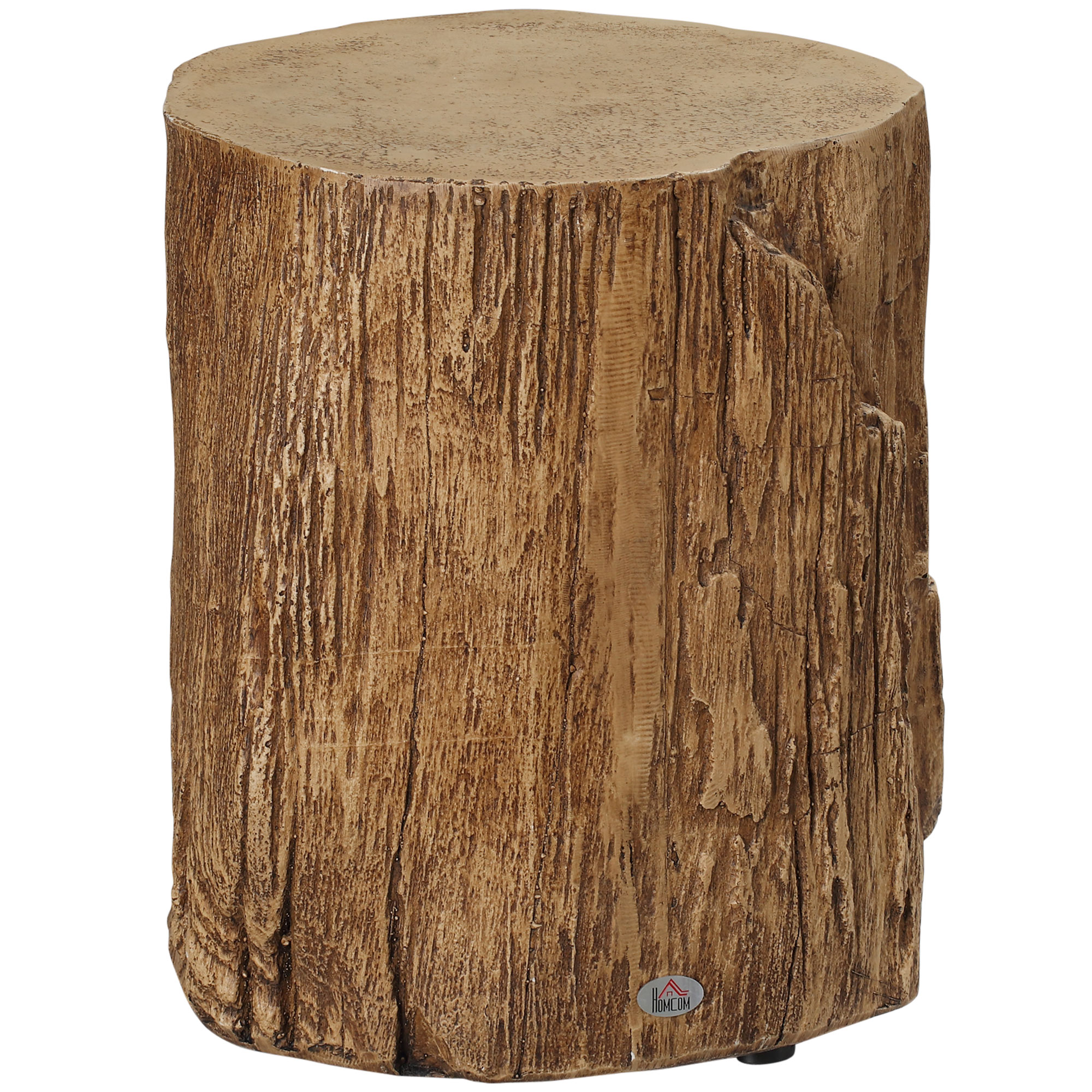 HOMCOM Decorative Side Table with Round Tabletop, Tree Stump Shape End ...