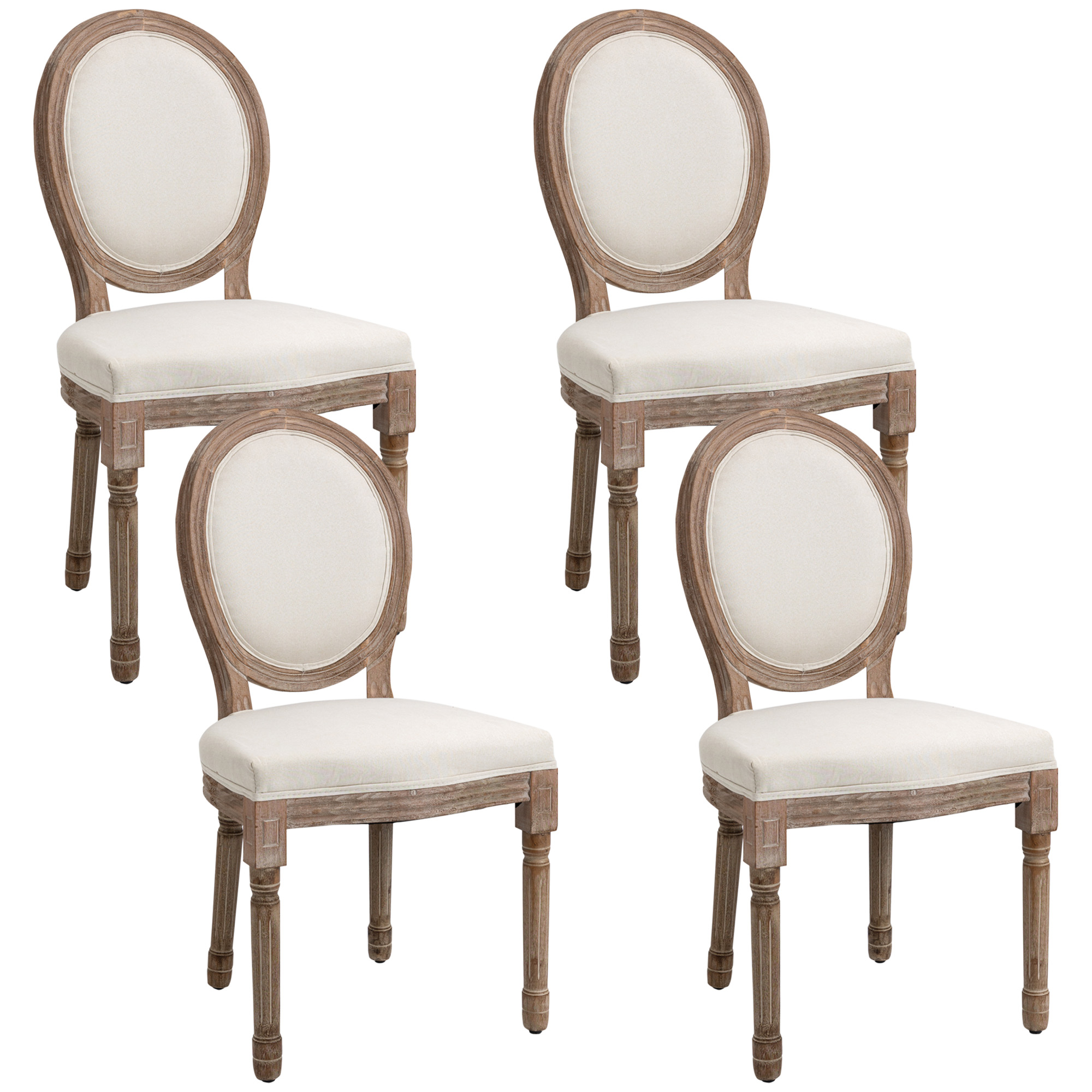 HOMCOM Vintage Armless Dining Chairs Set of 4, French Chic Side Chairs ...