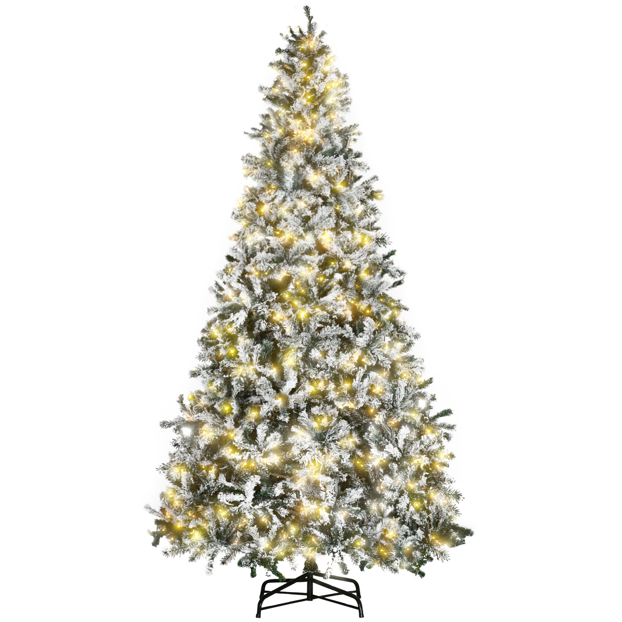 HOMCOM 9ft Tall Snow Flocked Artificial Tree with 2094 Branches 900 LED ...