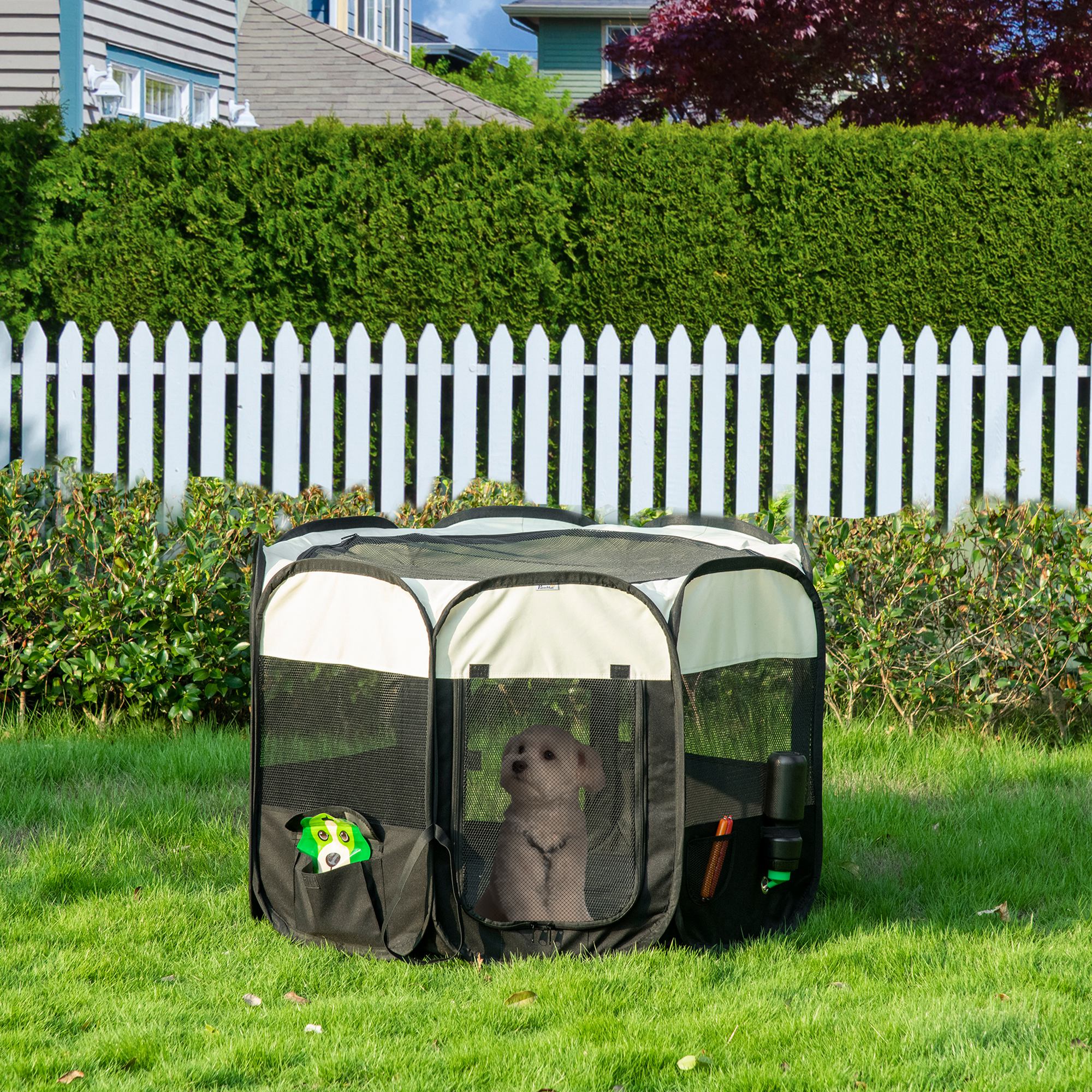 PawHut Foldable Pet Playpen for Indoor/Outdoor Use, Portable Exercise ...