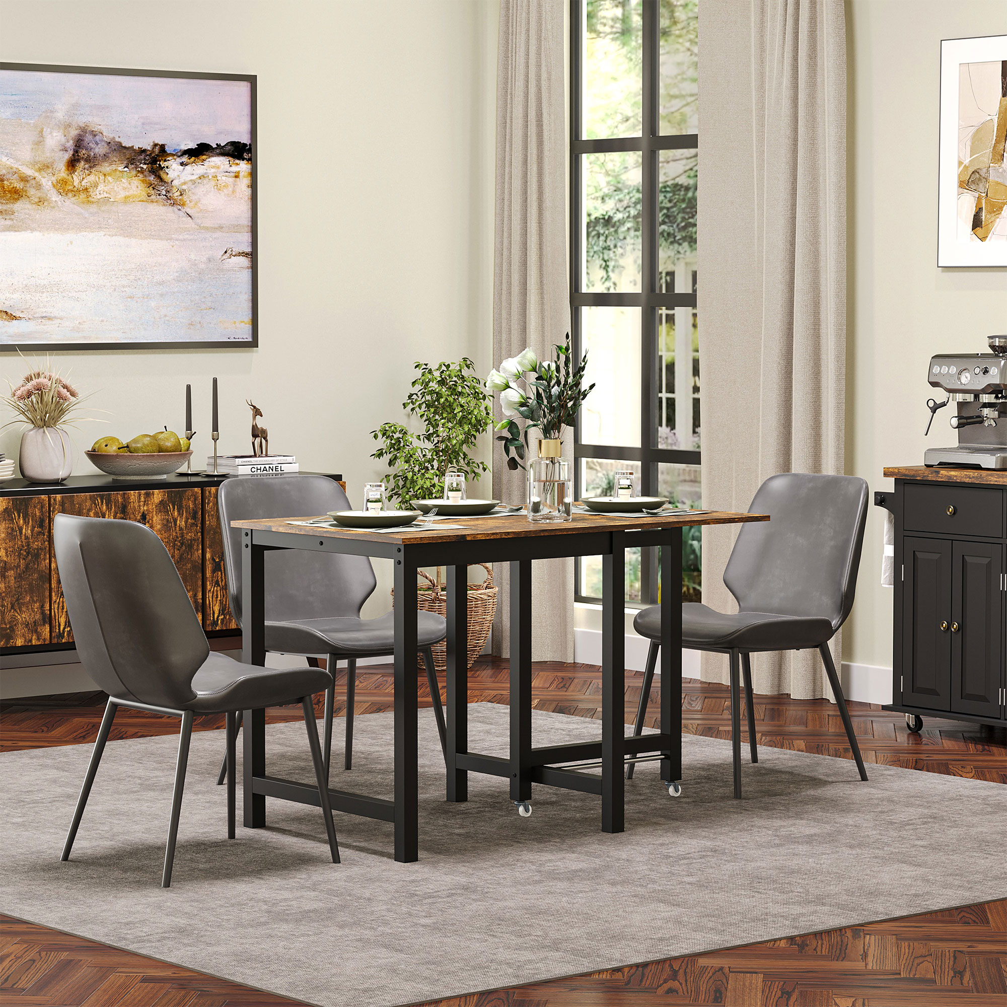 HOMCOM Foldable Dining Table Drop Leaf Folding Side Console Writing ...