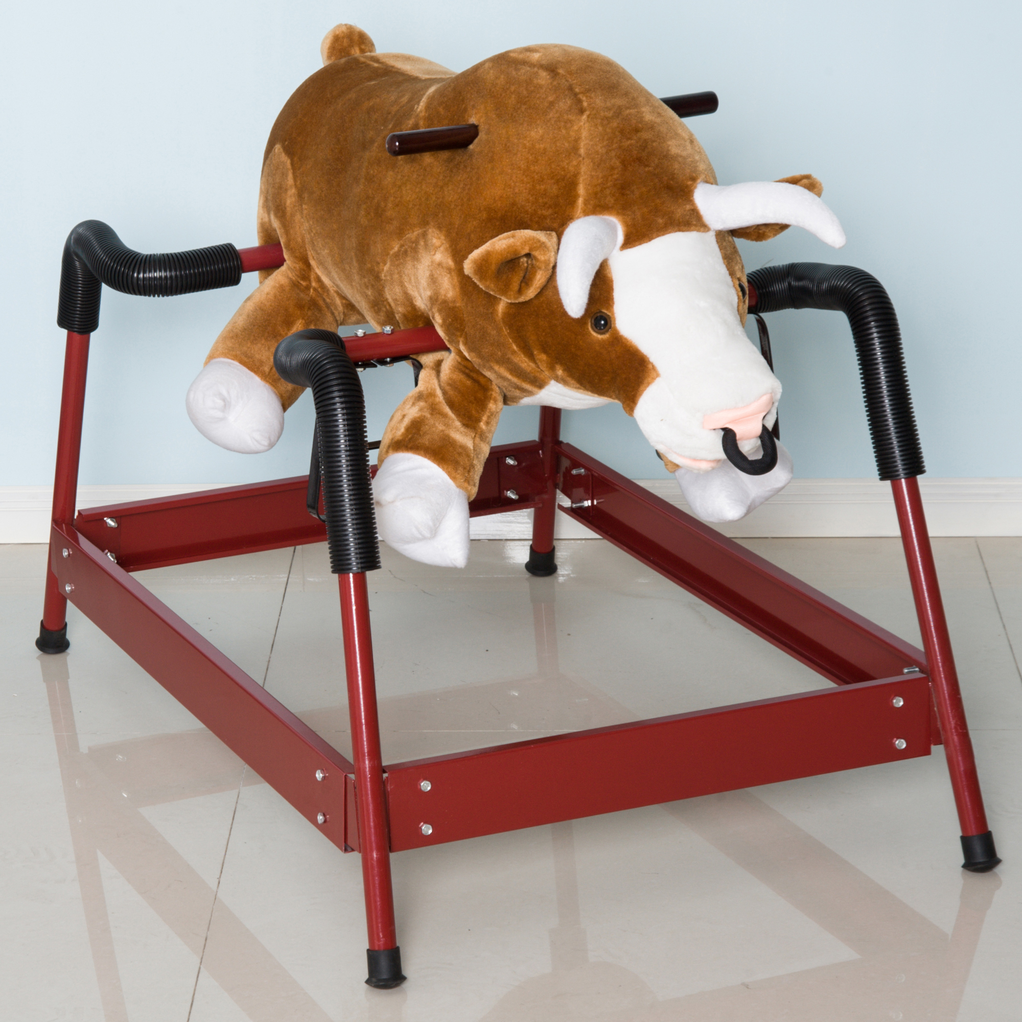 Qaba Spring Rocking Horse Plush Spring Rocking Horse-Style Rodeo Bull ...