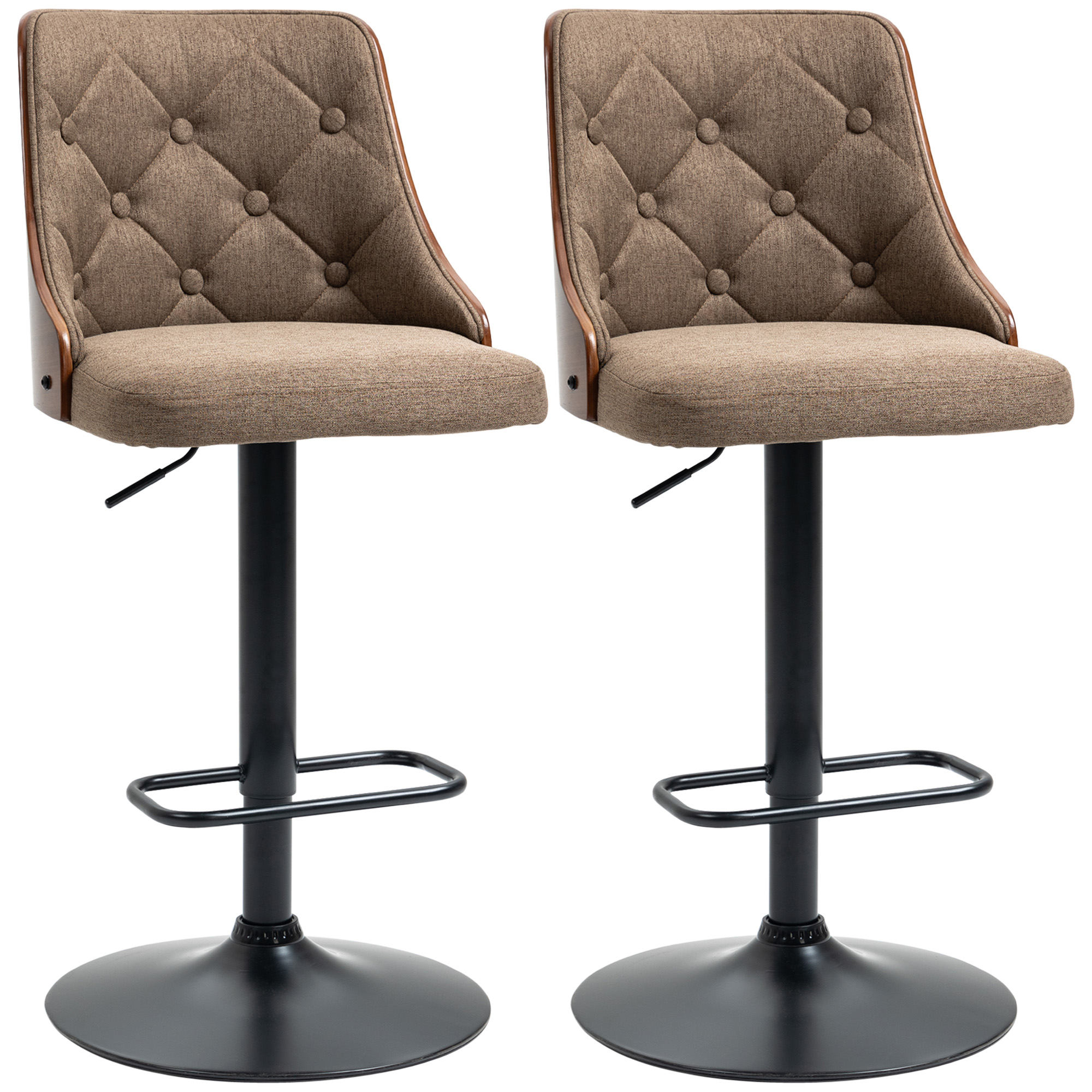 HOMCOM Counter Height Bar Stools Set of 2, Height Adjustable Swivel ...