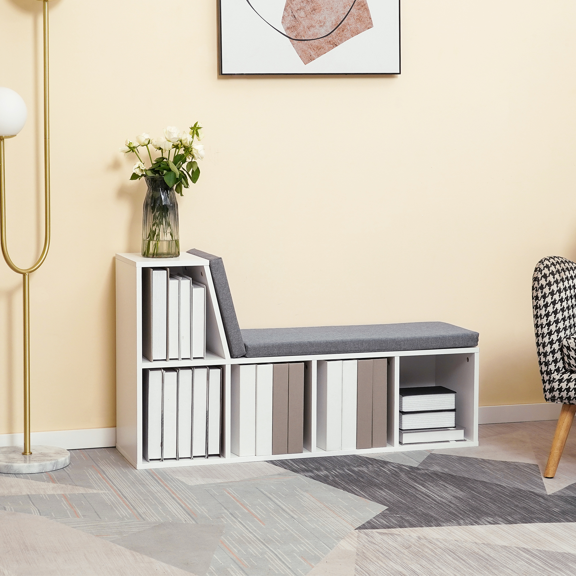 HOMCOM 2-Tier Bookcase, Modern Bookshelf Storage Cabinet, Freestanding ...