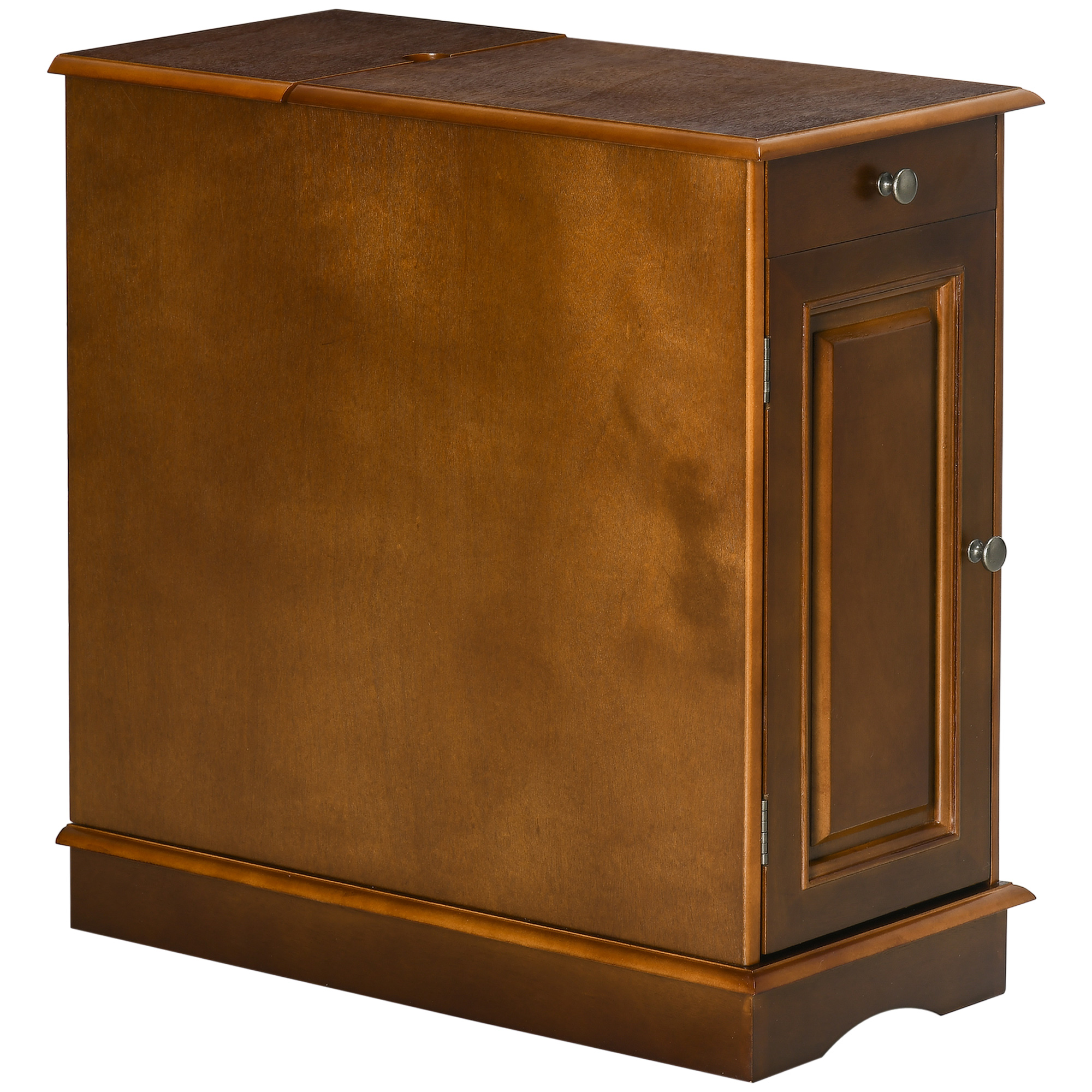 HOMCOM Flip Top End Side Table with Storage Drawer and Cabinet, 11.5" x ...