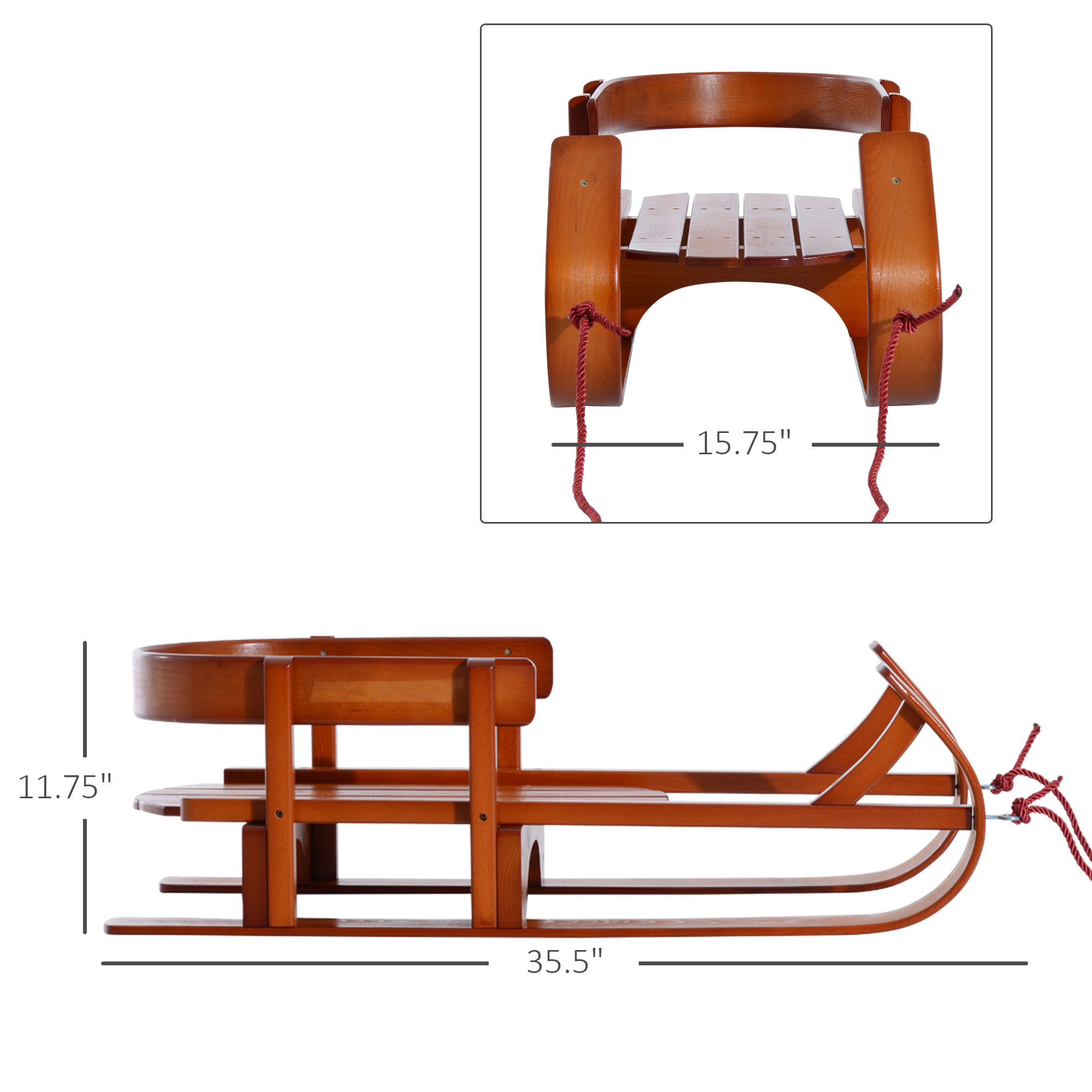 Qaba Baby Sleigh Snow Sled Children Wooden Sledge Ski Sliding | Aosom ...
