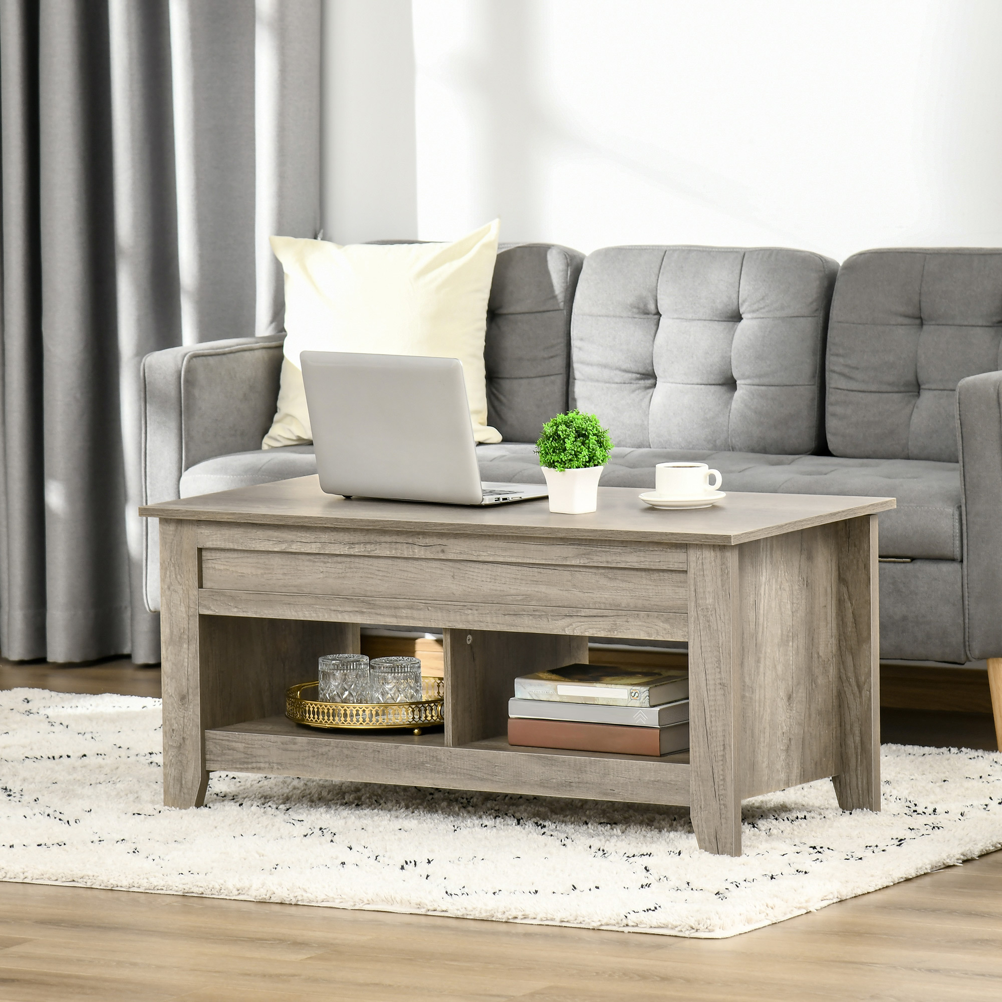 HOMCOM 42" Lift Top Coffee Table with Hidden Storage Compartment and ...