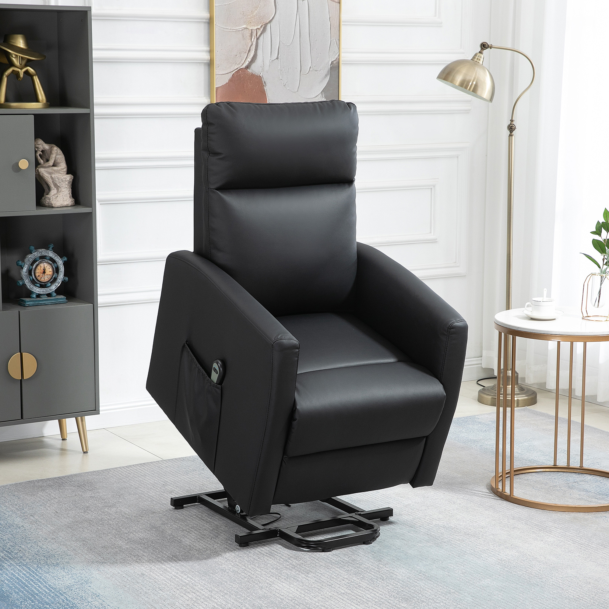 HOMCOM Power Lift Recliner Chair with Remote Control Side Pocket for ...