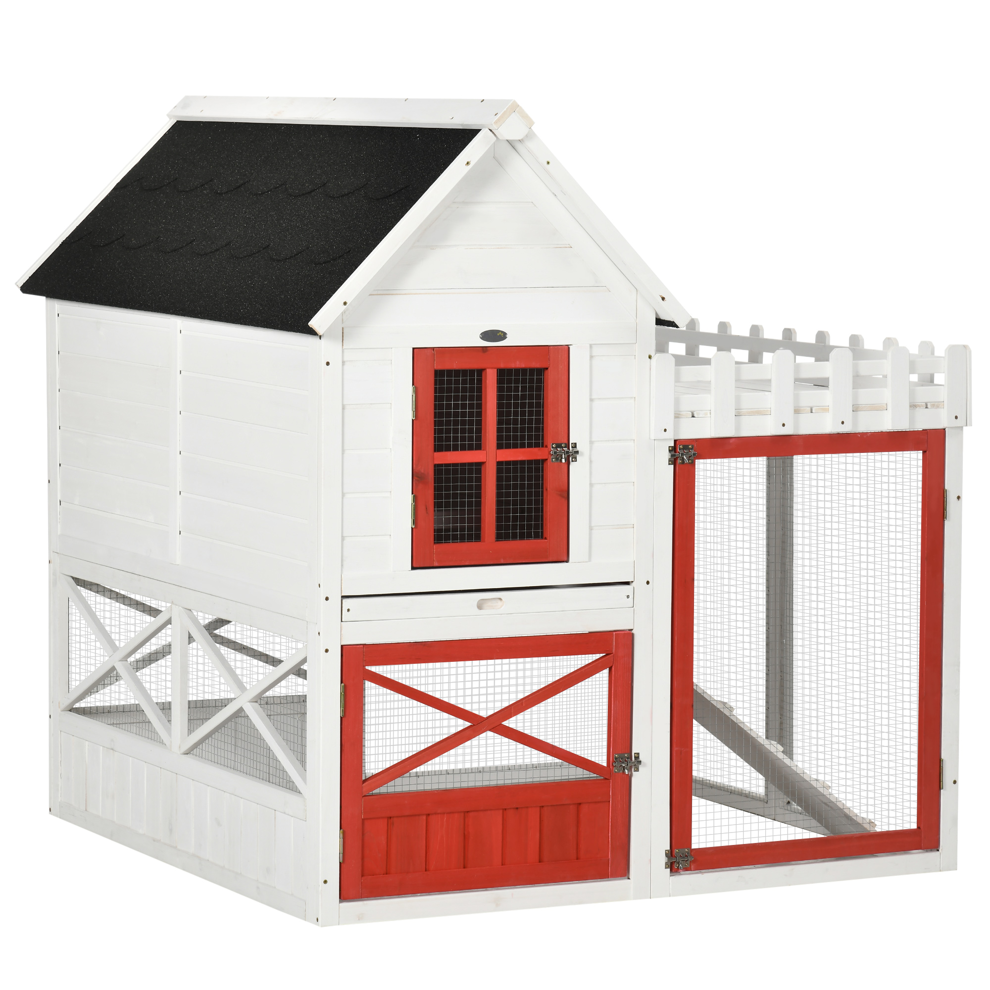 PawHut 51" Chicken Coop, Wooden Hen Run House, Quail hutch with Nesting ...