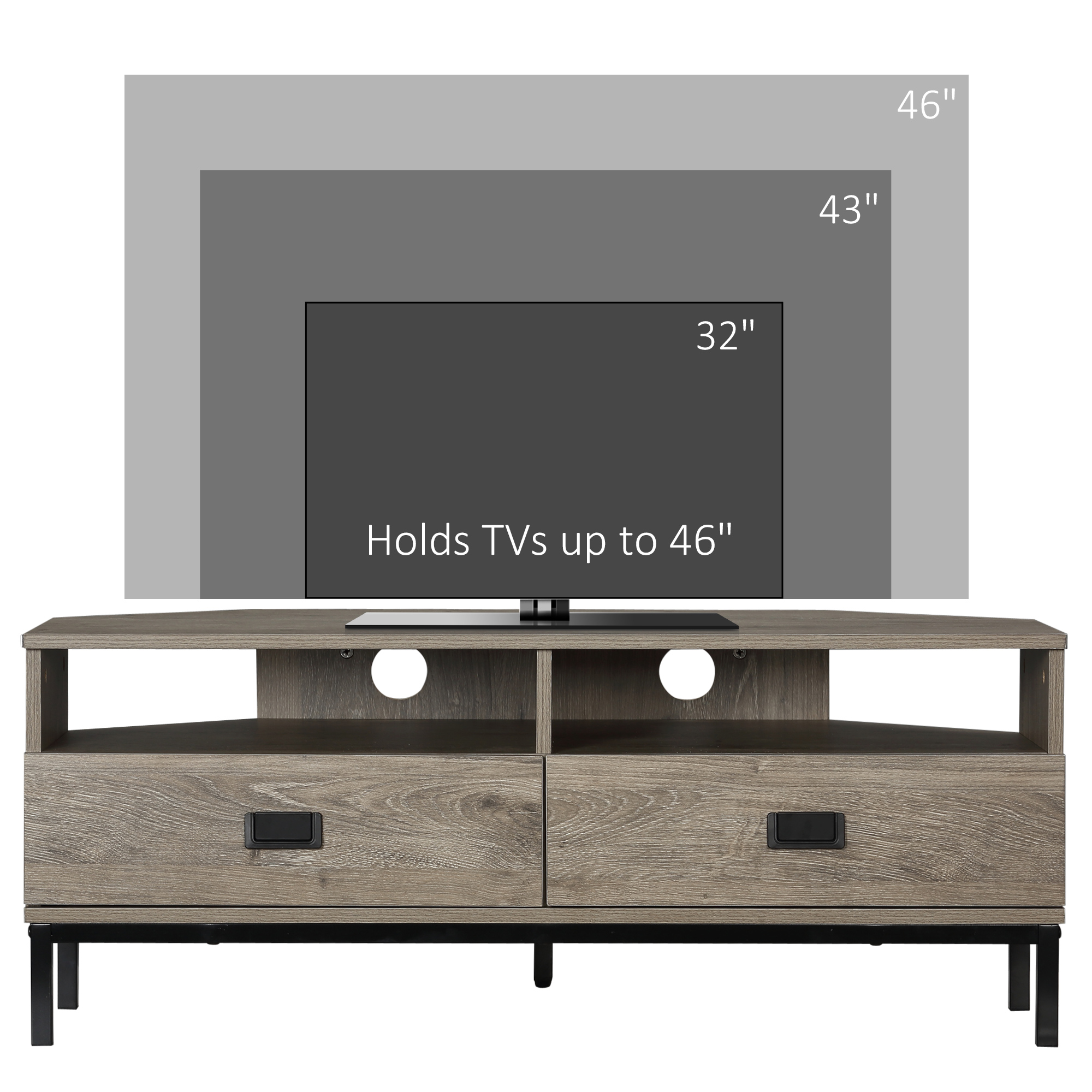 HOMCOM Corner TV Stand for TV up to 46", Entertainment Center with Open ...