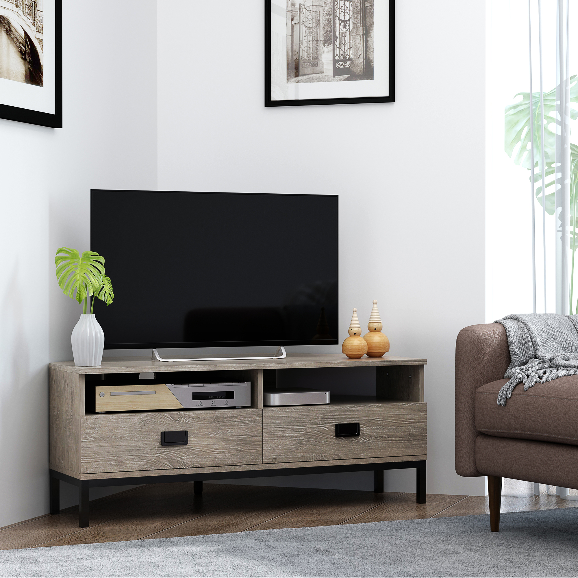 HOMCOM Corner TV Stand for TV up to 46