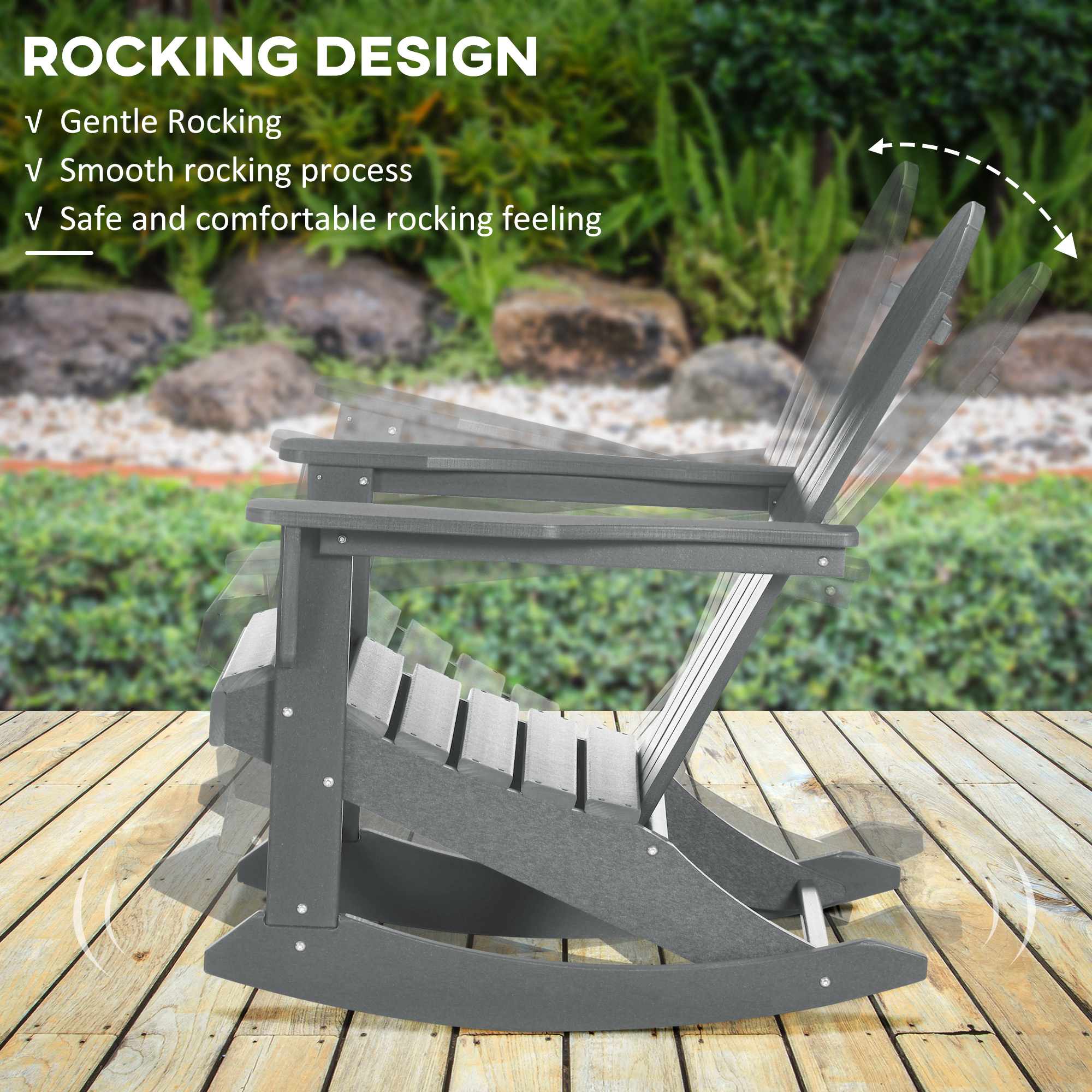 Outsunny Outdoor Rocking Chair, HDPE Adirondack Style Rocker Chair for ...