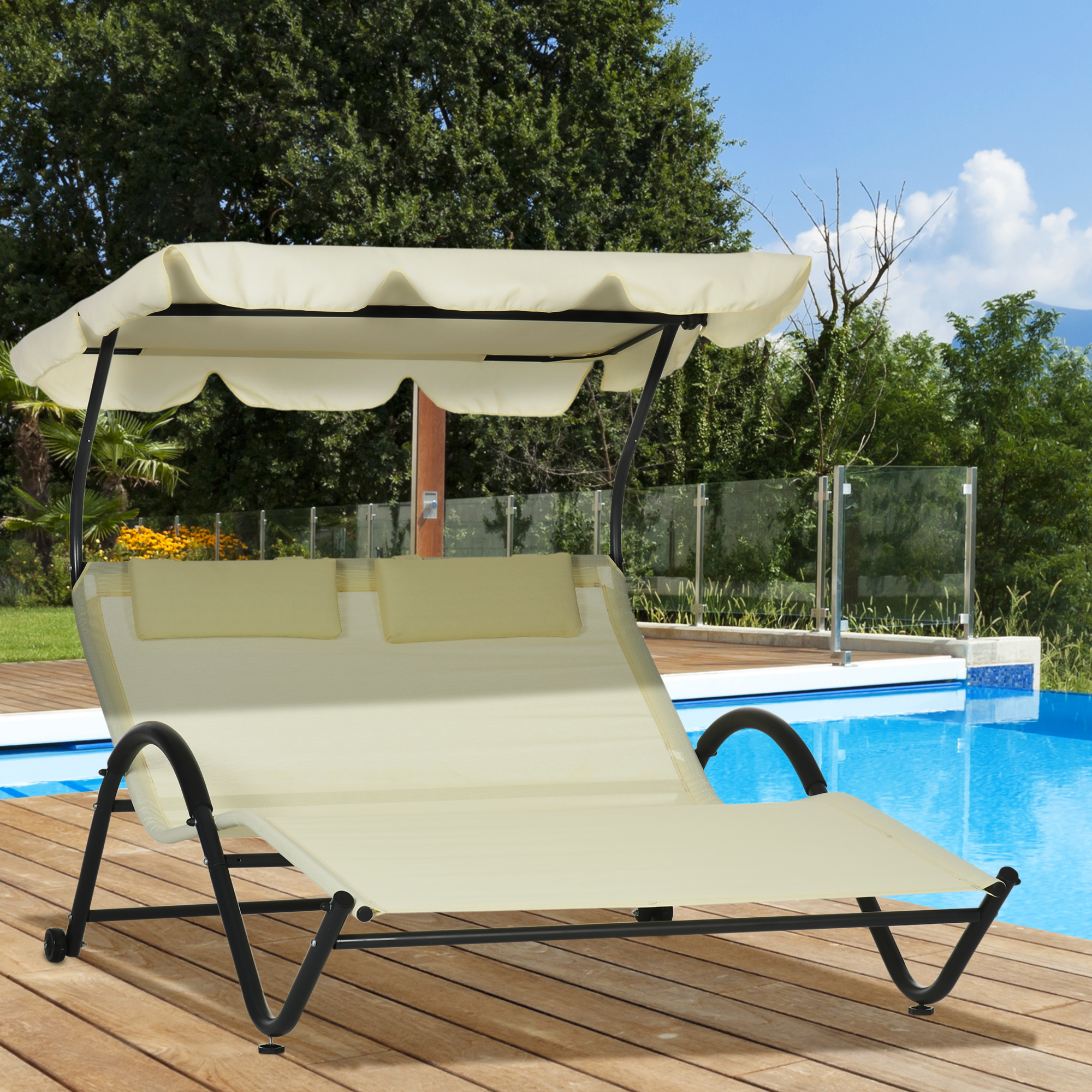 Outsunny Outdoor Patio Chaise Lounge Chair, Patio Sun Lounger w ...