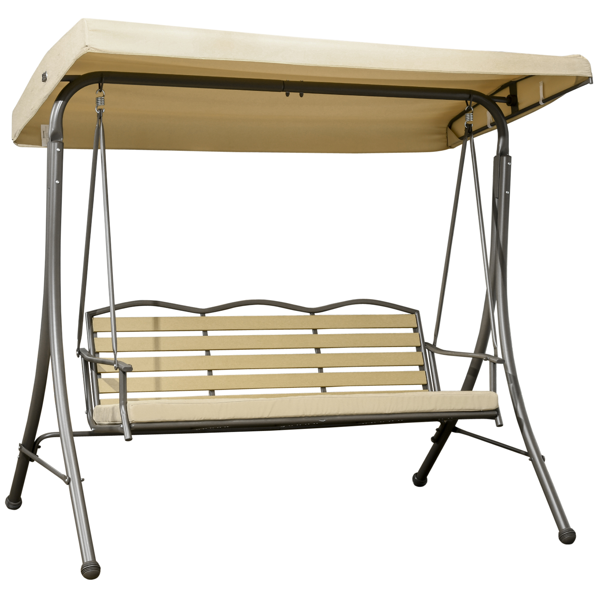 Outsunny 3-Seat Patio Swing Chair, Outdoor Canopy Swing Glider with ...